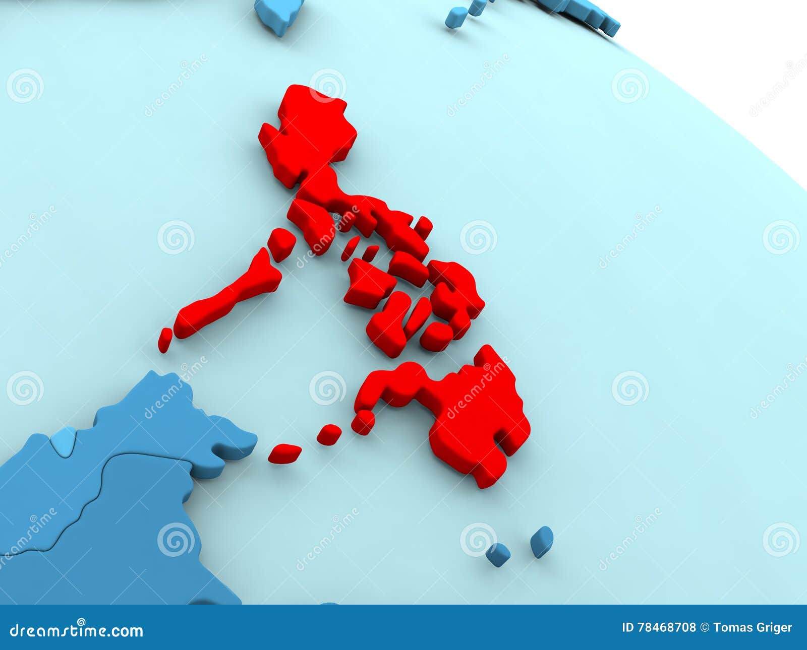 Philippines in Red on Blue Globe Stock Illustration - Illustration of ...