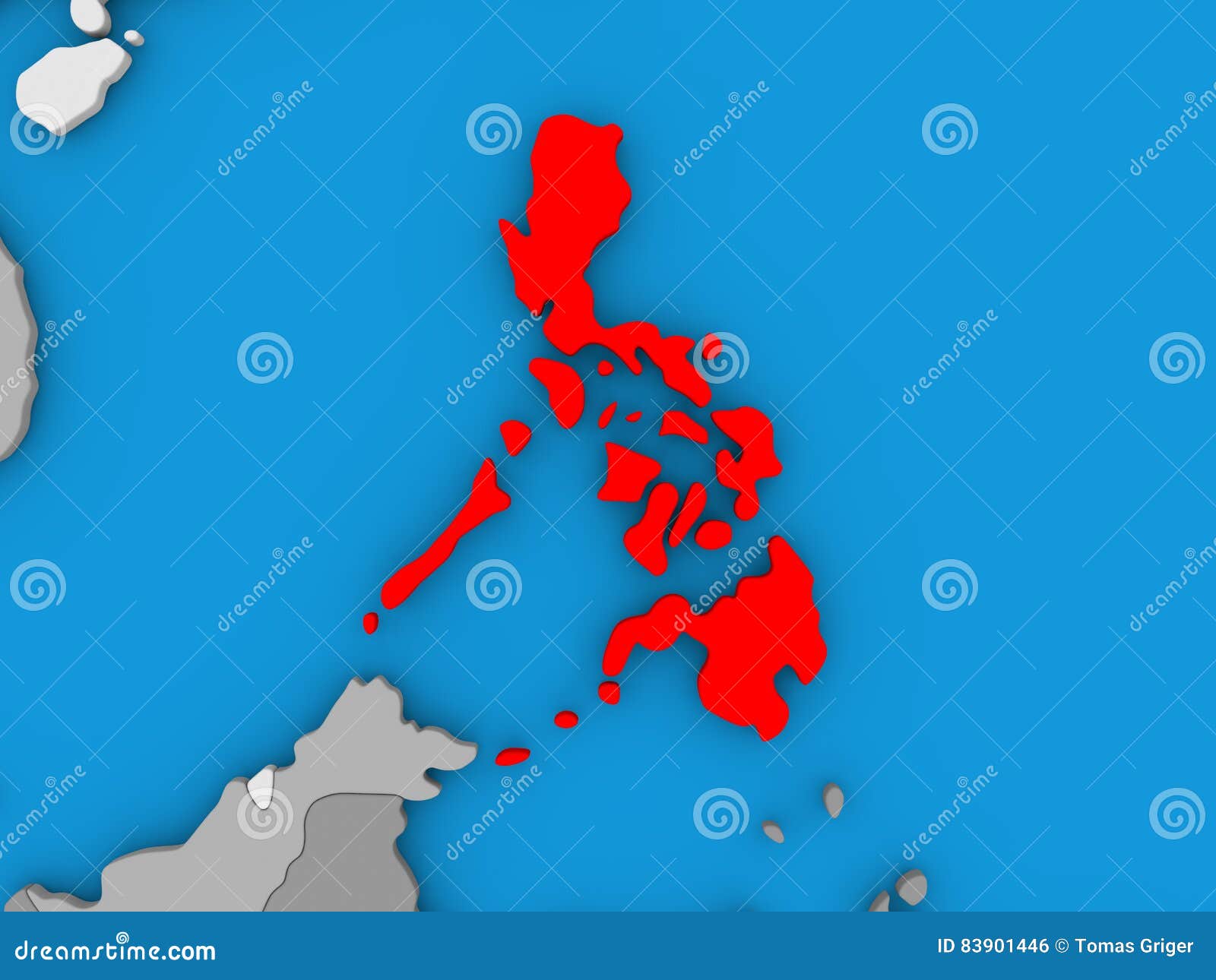 Philippines in Red on Globe Stock Illustration - Illustration of ...