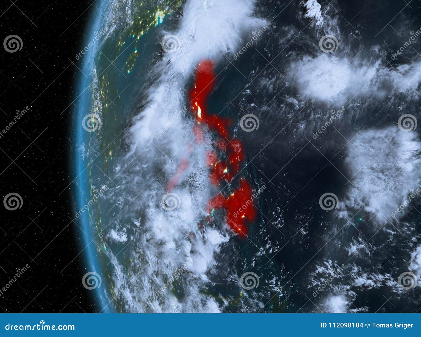 Philippines in Red at Night Stock Illustration - Illustration of ...