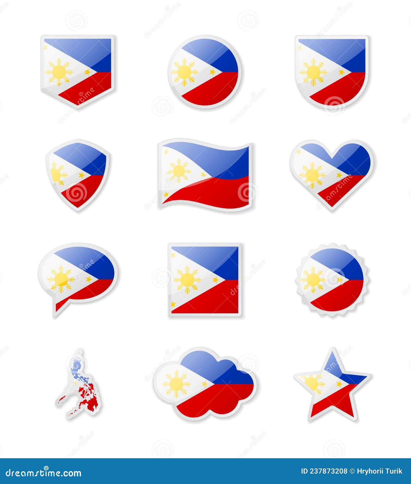 Philippines - Set Of Country Flags In The Form Of Stickers Of Various ...