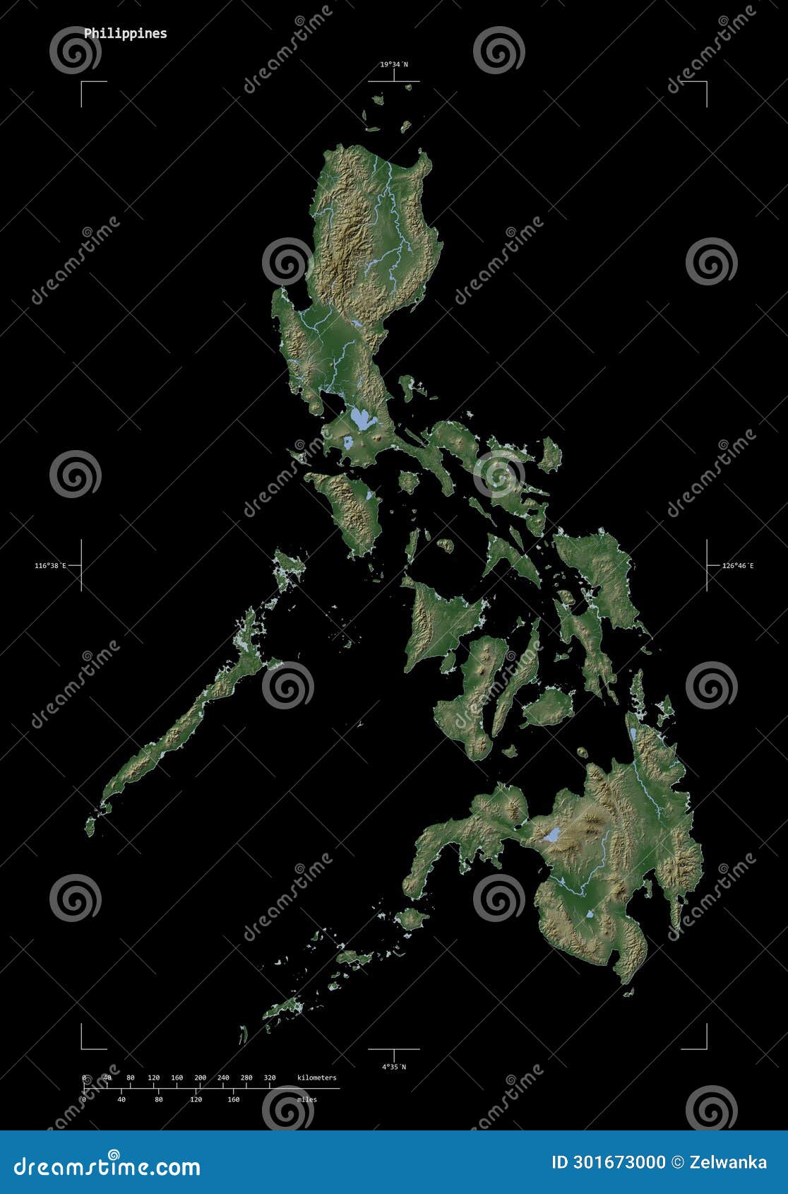 Philippines Shape on Black. Pale Stock Illustration - Illustration of ...