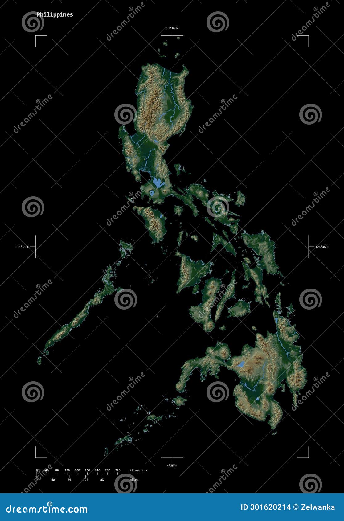 Philippines Shape on Black. Physical Stock Illustration - Illustration ...