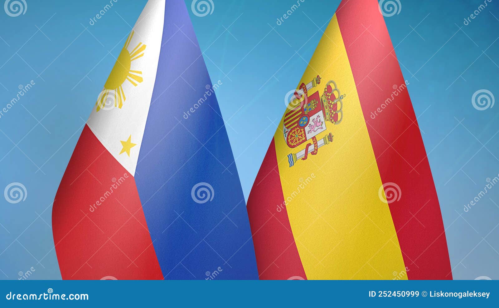 Philippines And Spain Flags Together Fabric Texture Illustration Stock ...