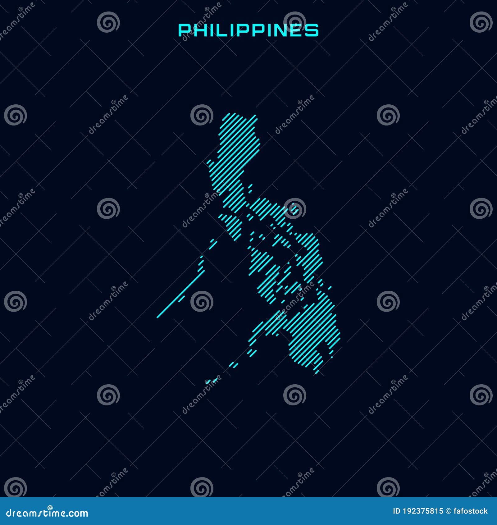 Philippines Striped Map Vector Design Template with Blue Background ...