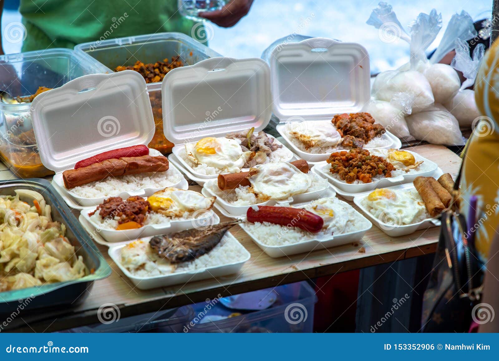 Philippines Style Lunch Box Stock Photo - Image of meal, fork: 153352906