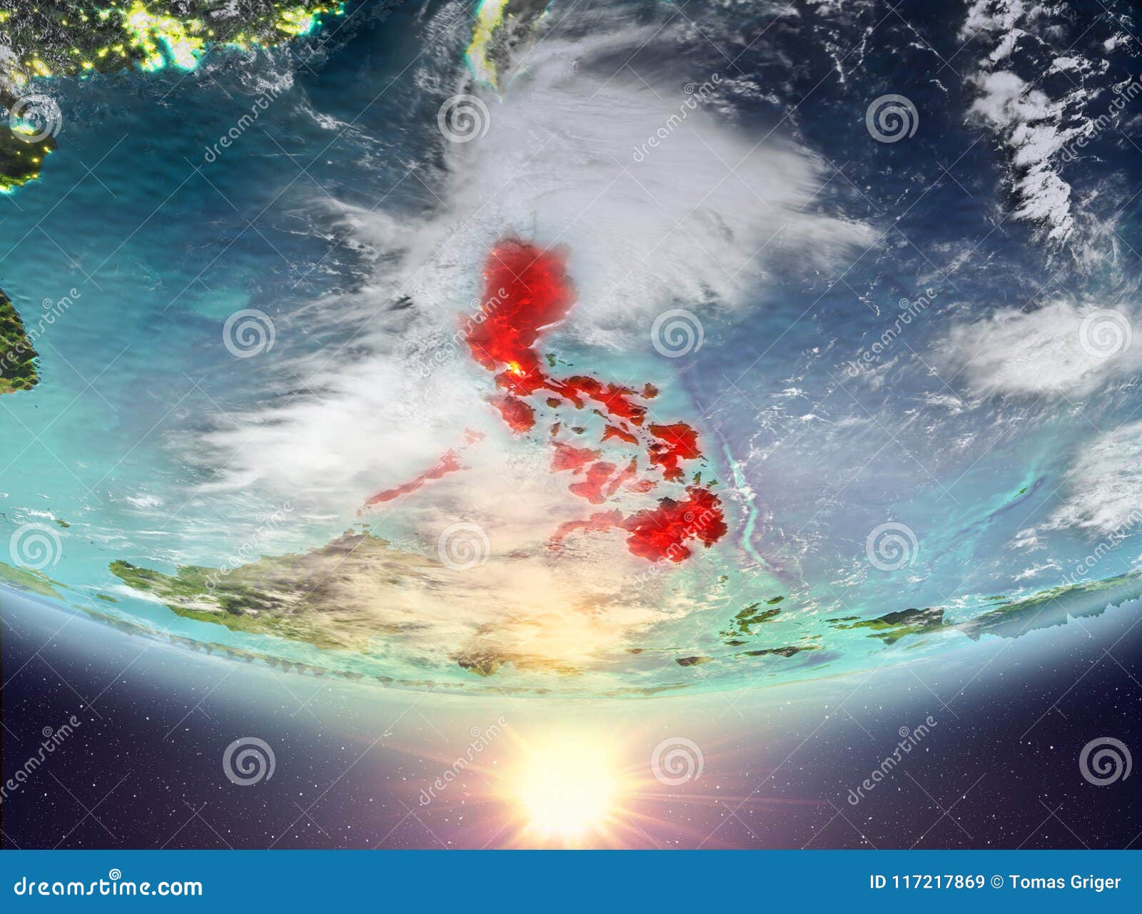 Philippines with sun stock illustration. Illustration of planet - 117217869
