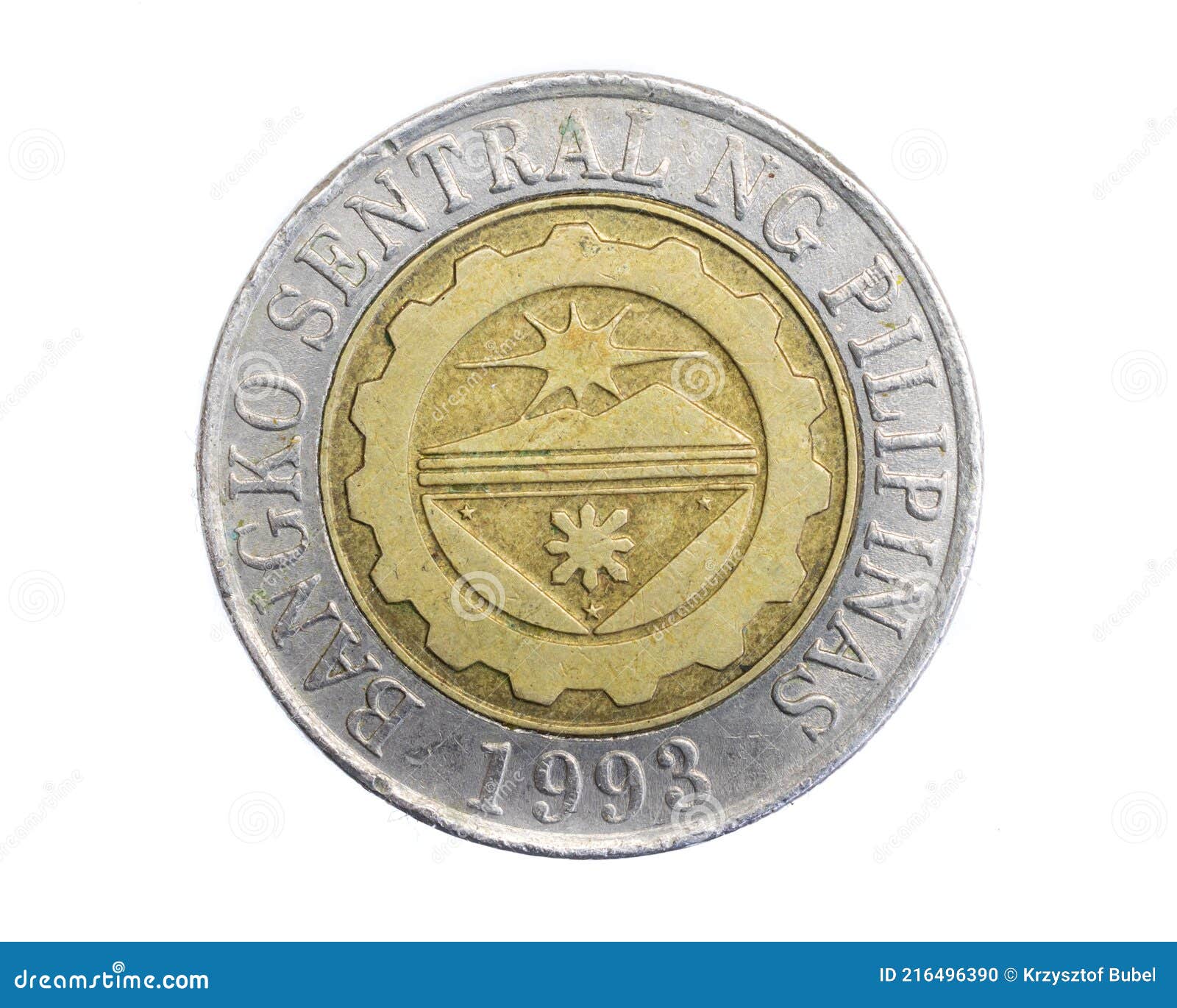 Philippines Ten Piso Coin on White Isolated Background Stock Photo ...
