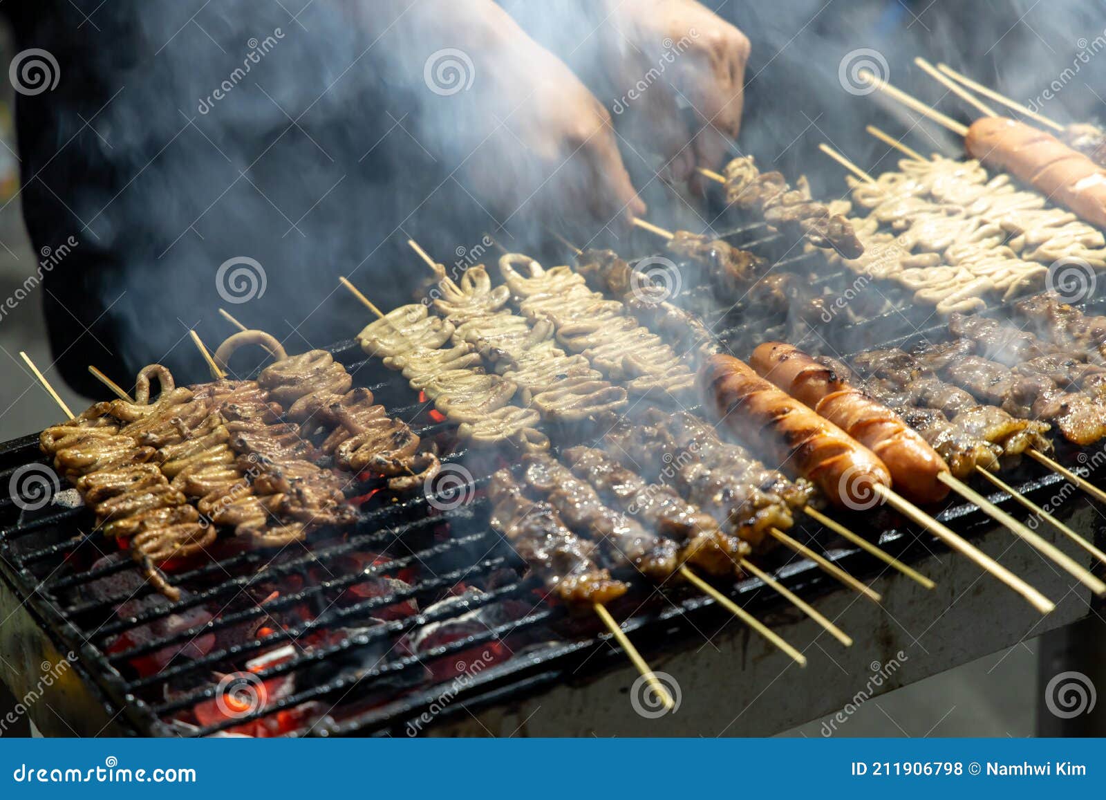 Philippines Traditional Barbecue Stick on the Grill Stock Photo - Image ...