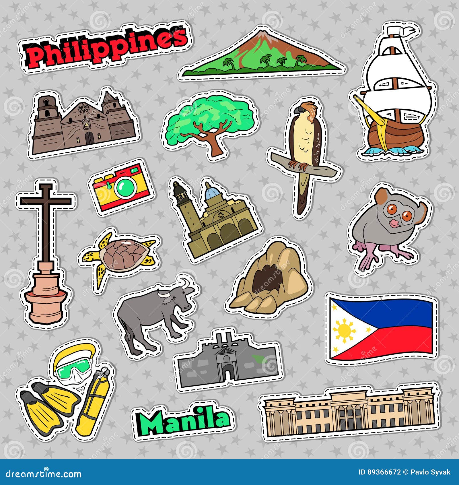Philippines Travel Set Vector Illustration | CartoonDealer.com #129545554