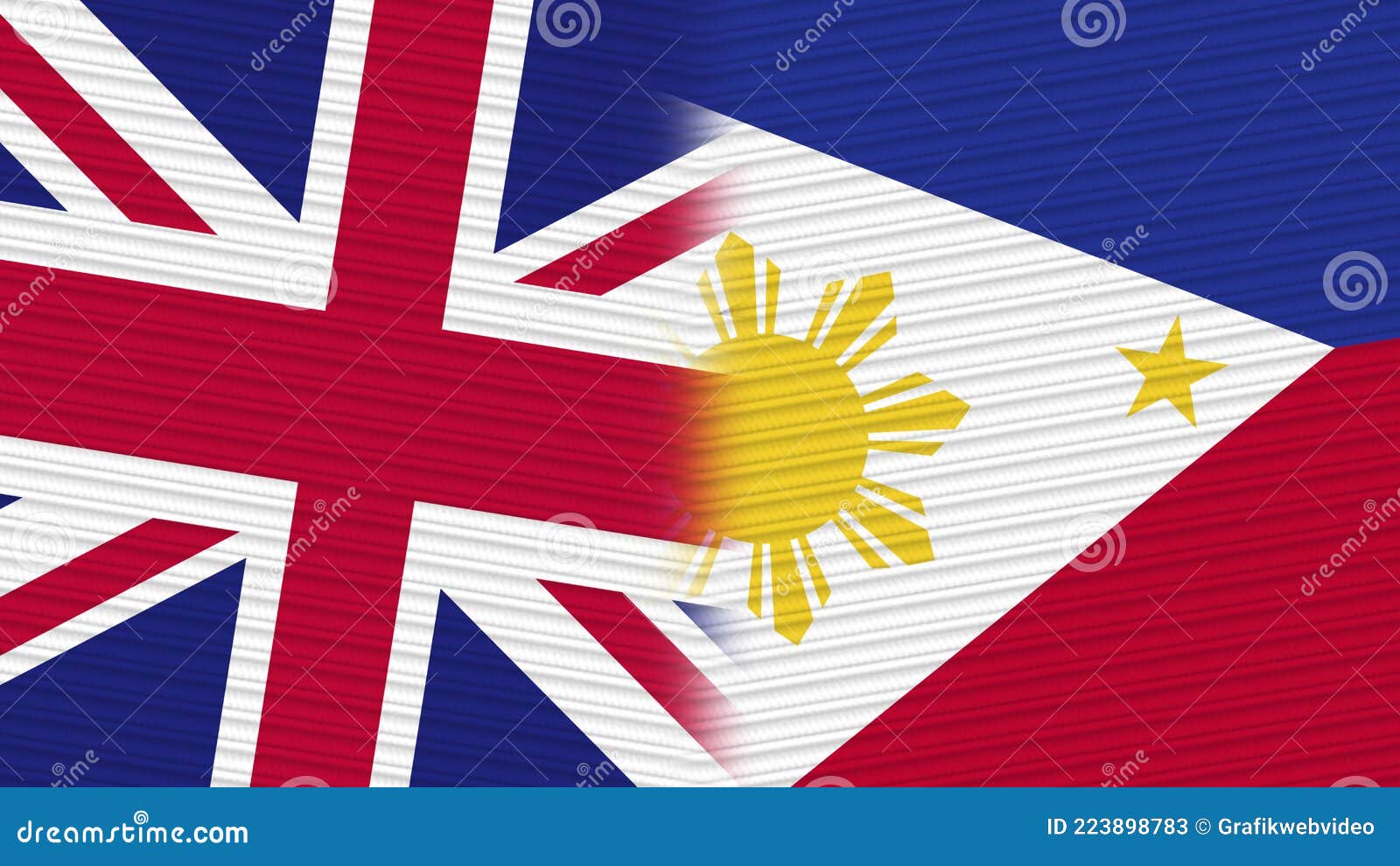 Philippines and United Kingdom Flags Together Fabric Texture Stock ...
