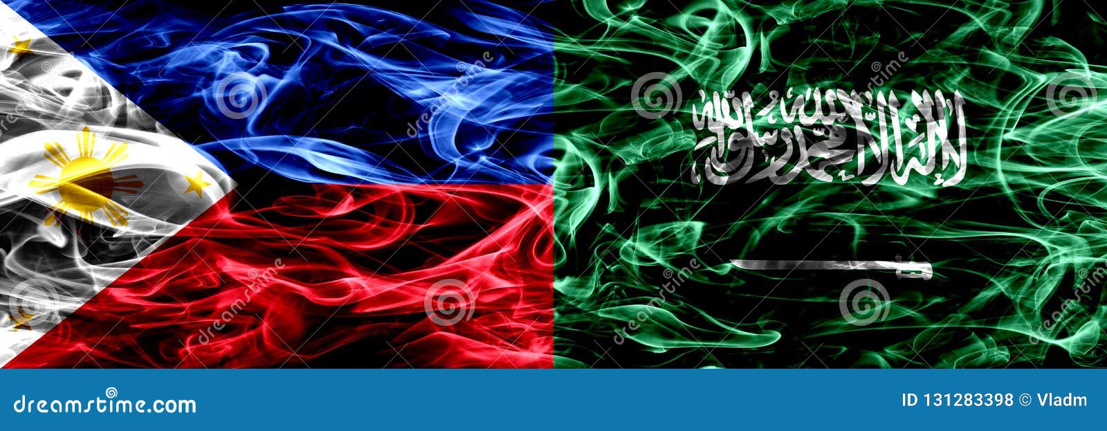 Philippines Vs Saudi Arabia, Arabian Smoke Flags Placed Side by Side ...