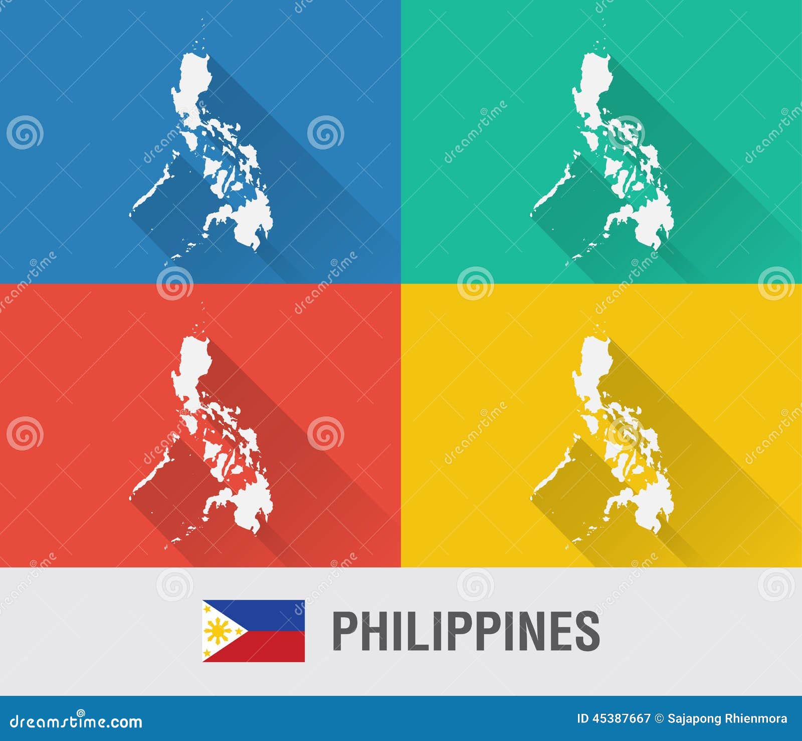 Philippines World Map in Flat Style with 4 Colors. Stock Vector ...
