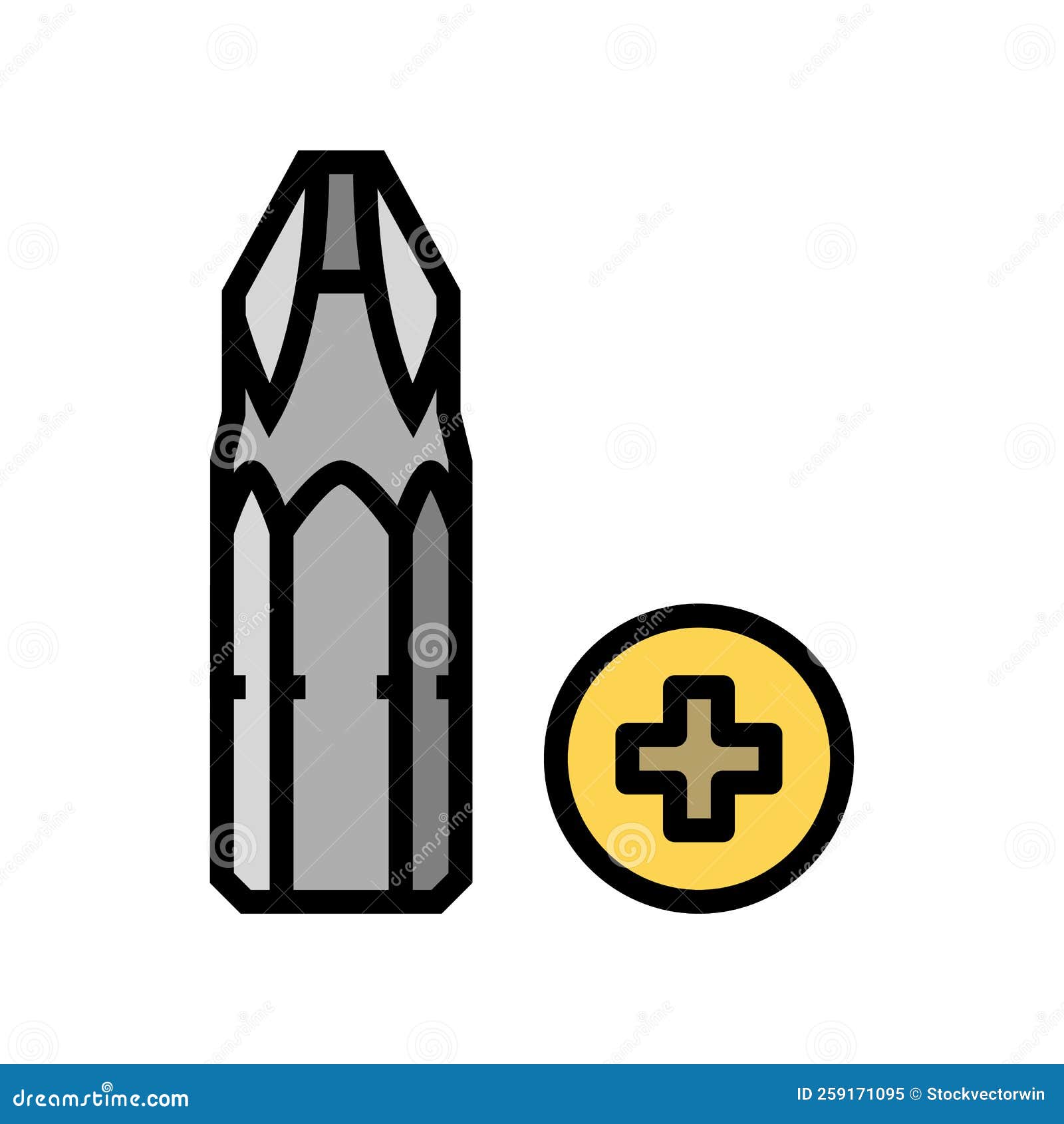 Phillips Head Screwdriver Bit Color Icon Vector Illustration Stock ...