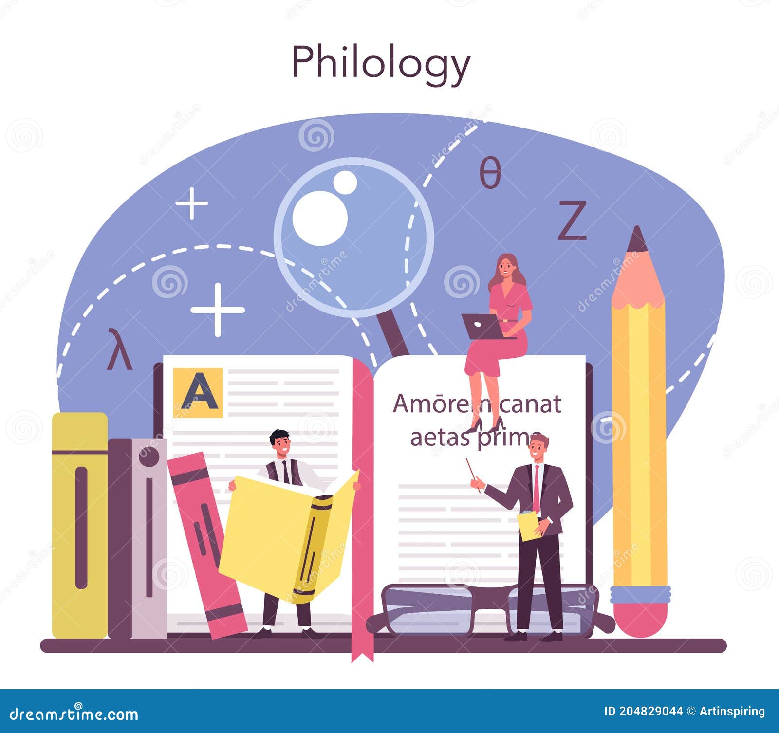 Philologist Concept. Scientific Study Of Language, Its History Vector ...