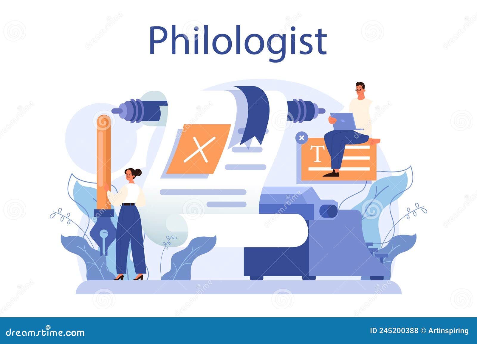 Philologist Concept. Scientific Study of Language, Its History Stock ...