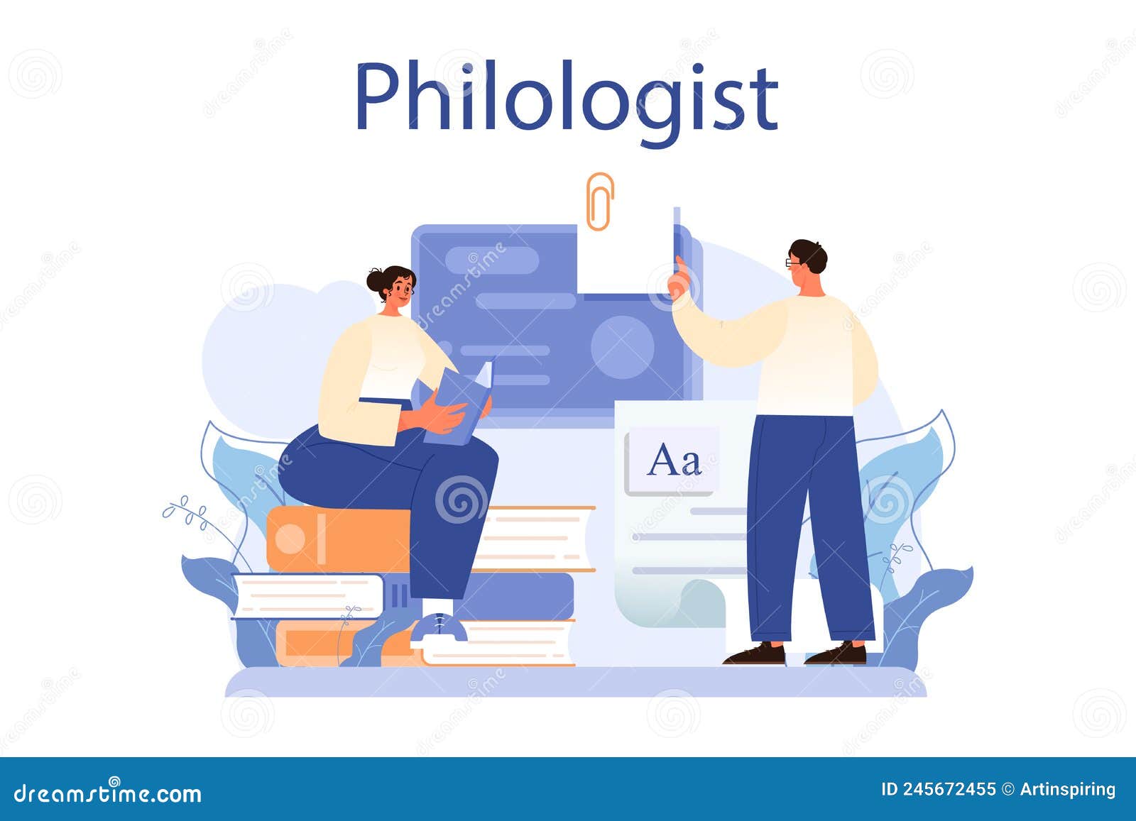 Philologist Concept. Scientific Study of Language, Its History Stock ...