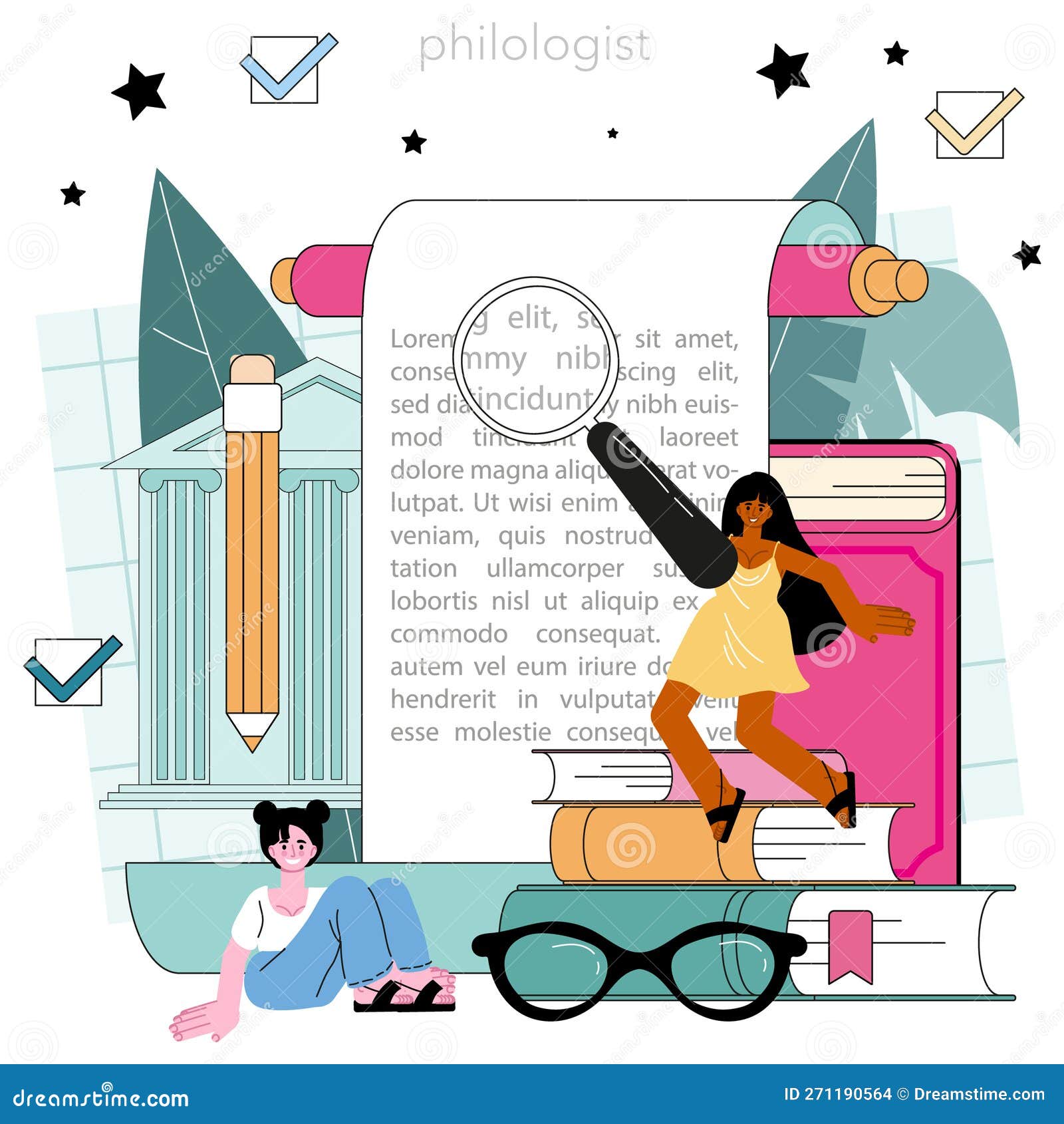 Philologist Concept. Scientific Study of Language, Its History and ...