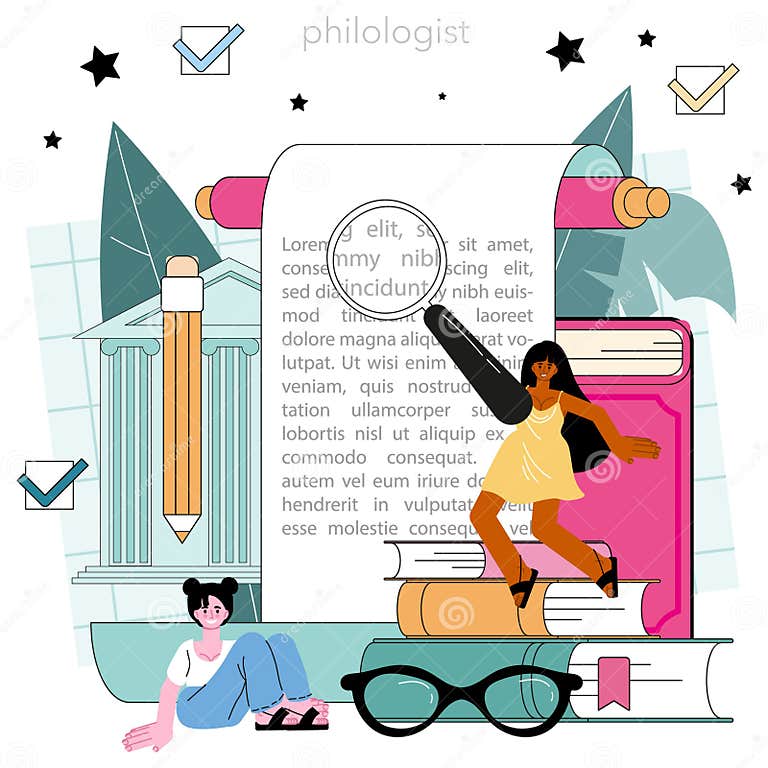 Philologist Concept. Scientific Study of Language, Its History and ...