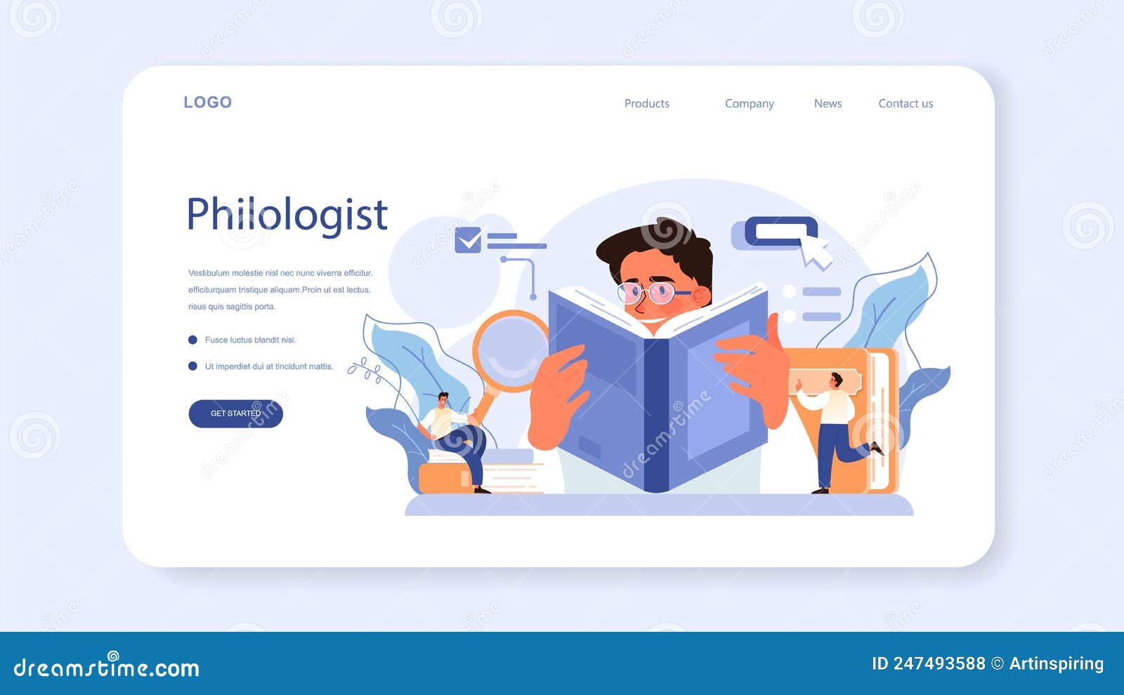 Philologist Web Banner Or Landing Page Cartoon Vector | CartoonDealer ...