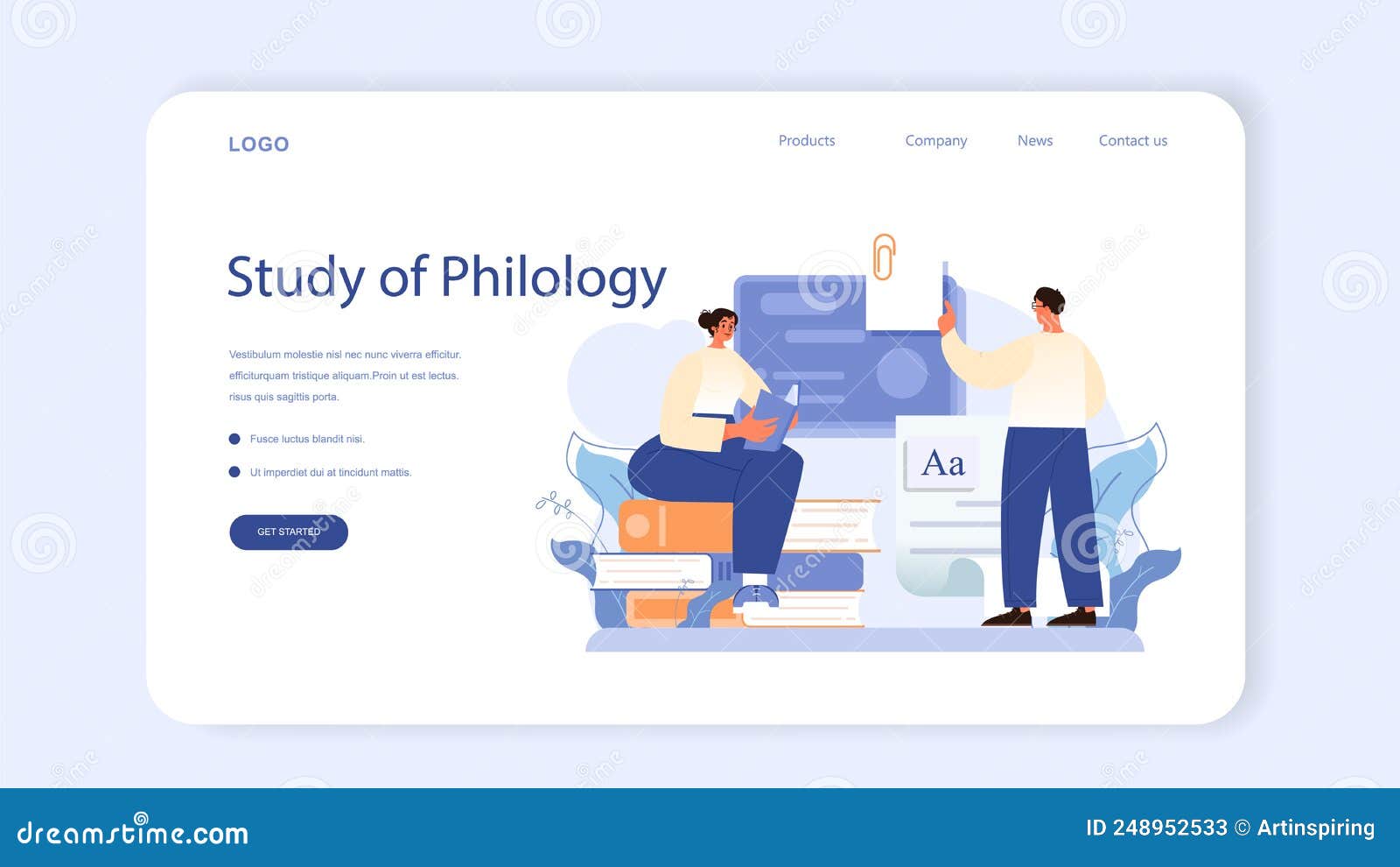 Philologist Web Banner Or Landing Page Cartoon Vector | CartoonDealer ...