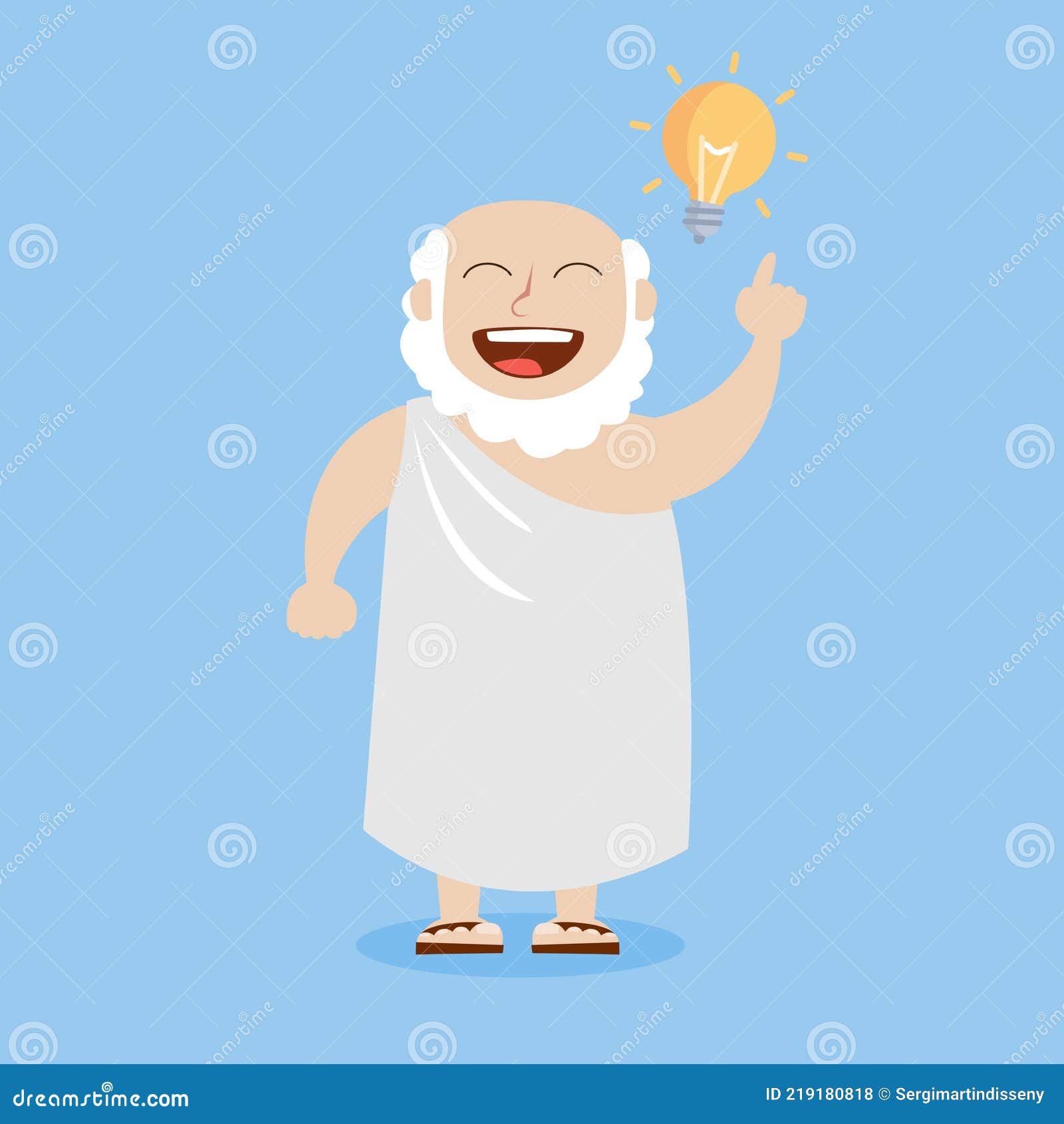 Classic Greek Philosopher in Cartoon Style. Vector Illustration. Stock ...