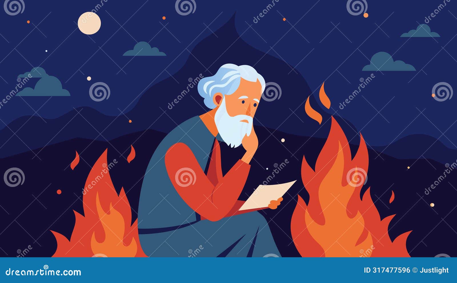 A Philosopher Deep in Thought Drawing Wisdom and Insight from the Fires ...