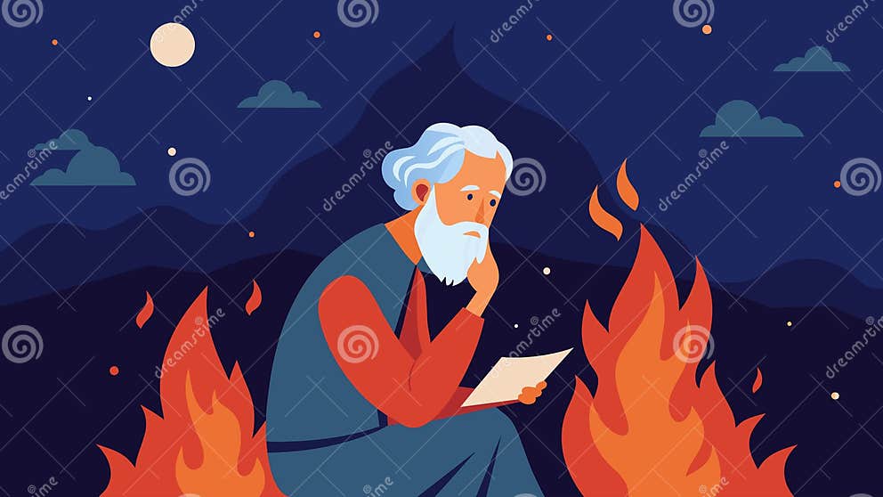 A Philosopher Deep in Thought Drawing Wisdom and Insight from the Fires ...