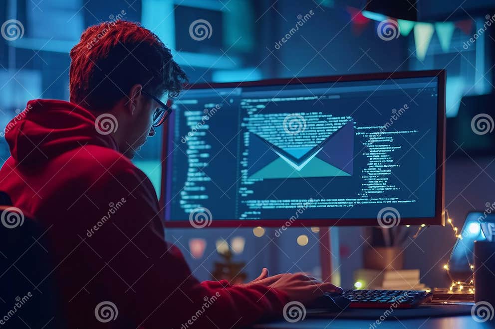 Phishing Attack Email on Computer Screen Cyber Security. Stock Photo ...