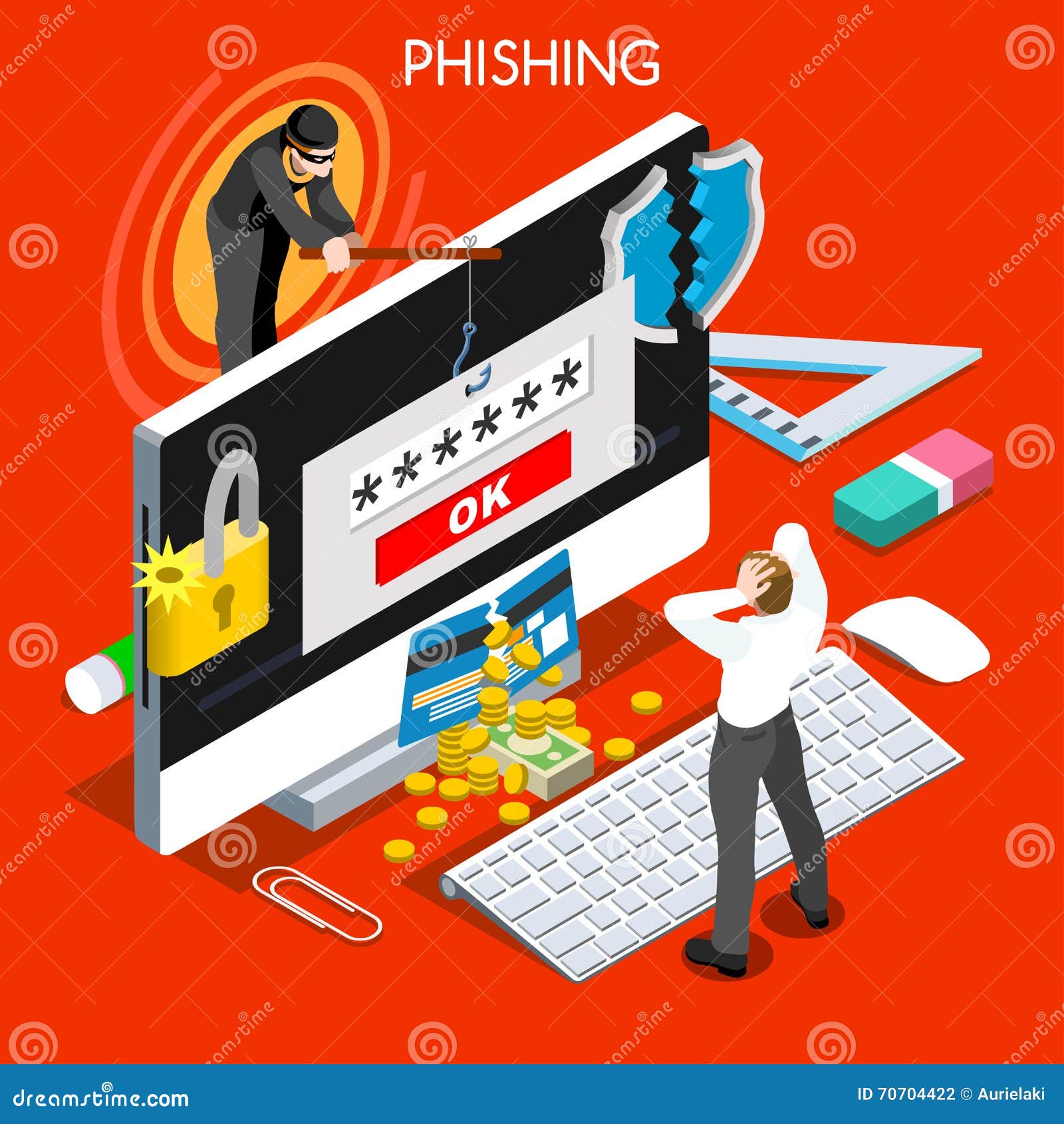 Phishing Concept 3D Flat Isometric People Stock Vector - Illustration ... Phishing Concept 3D Flat Isometric People Stock Vector - Illustration ...