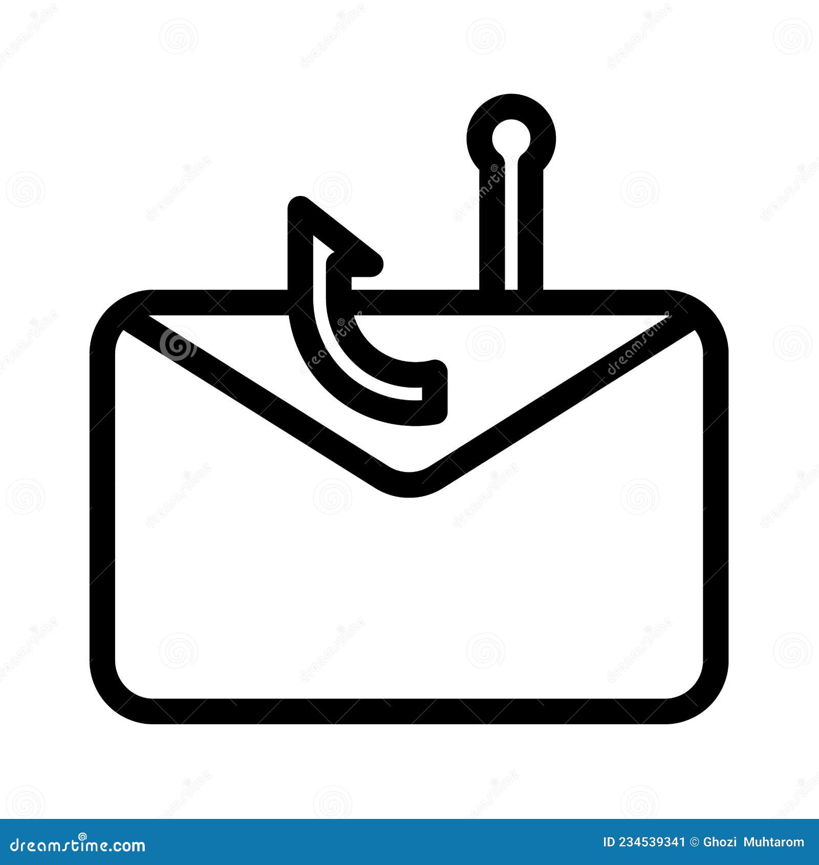 Phishing Email Scam Malware Bait Single Isolated Icon with Outline ...