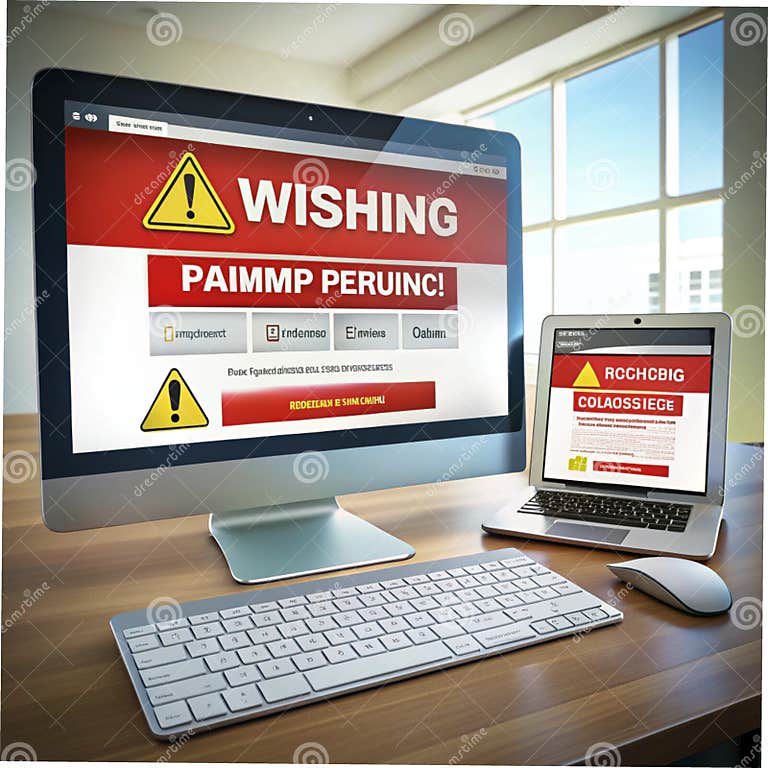 Phishing Email Warning with a Fake Message on a Computer Screen and a ...