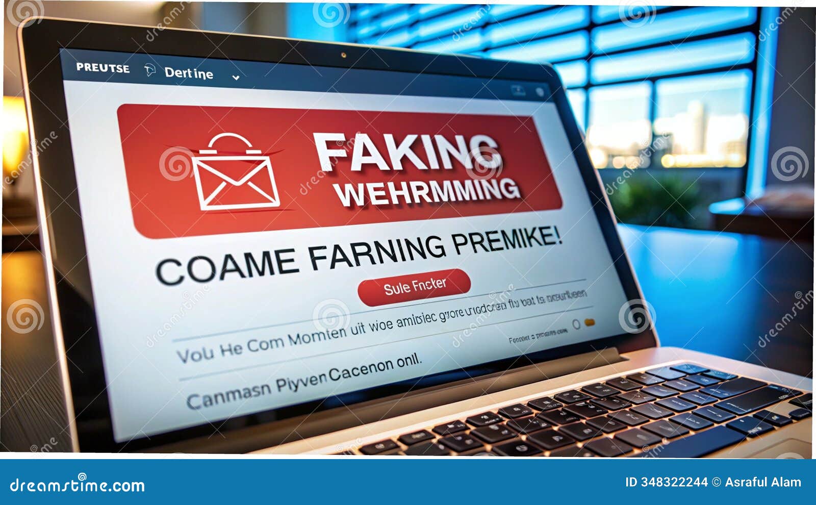 Phishing Email Warning with a Fake Message on a Computer Screen and a ...