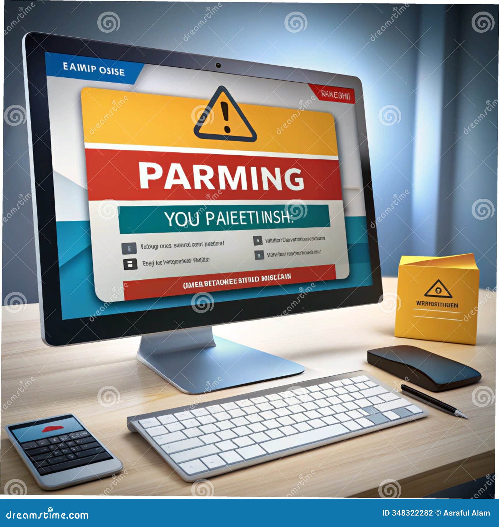 Phishing Email Warning with a Fake Message on a Computer Screen and a ...