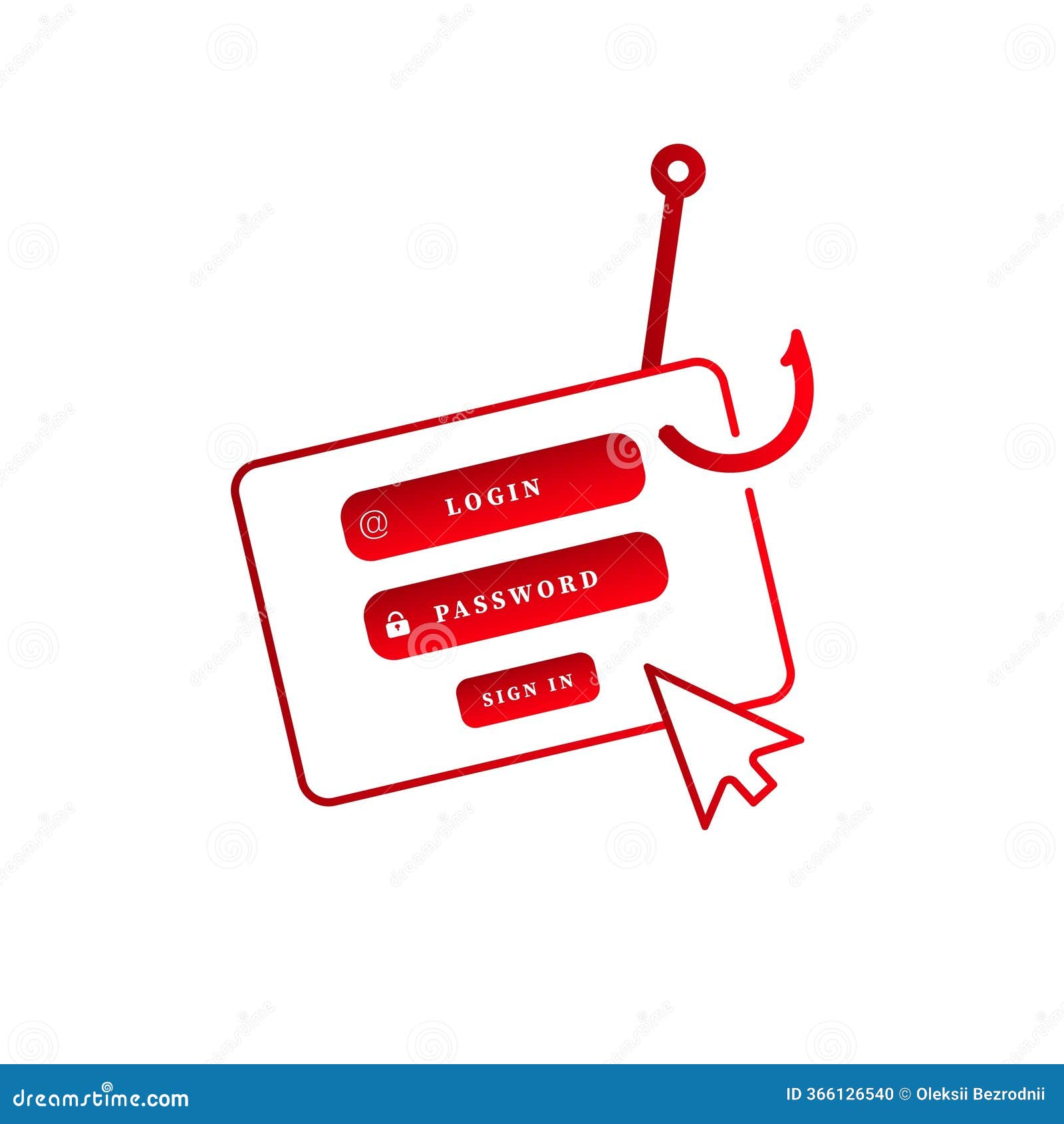 Phishing Email Concept With Login Forms And Fish Hook Signifying ...