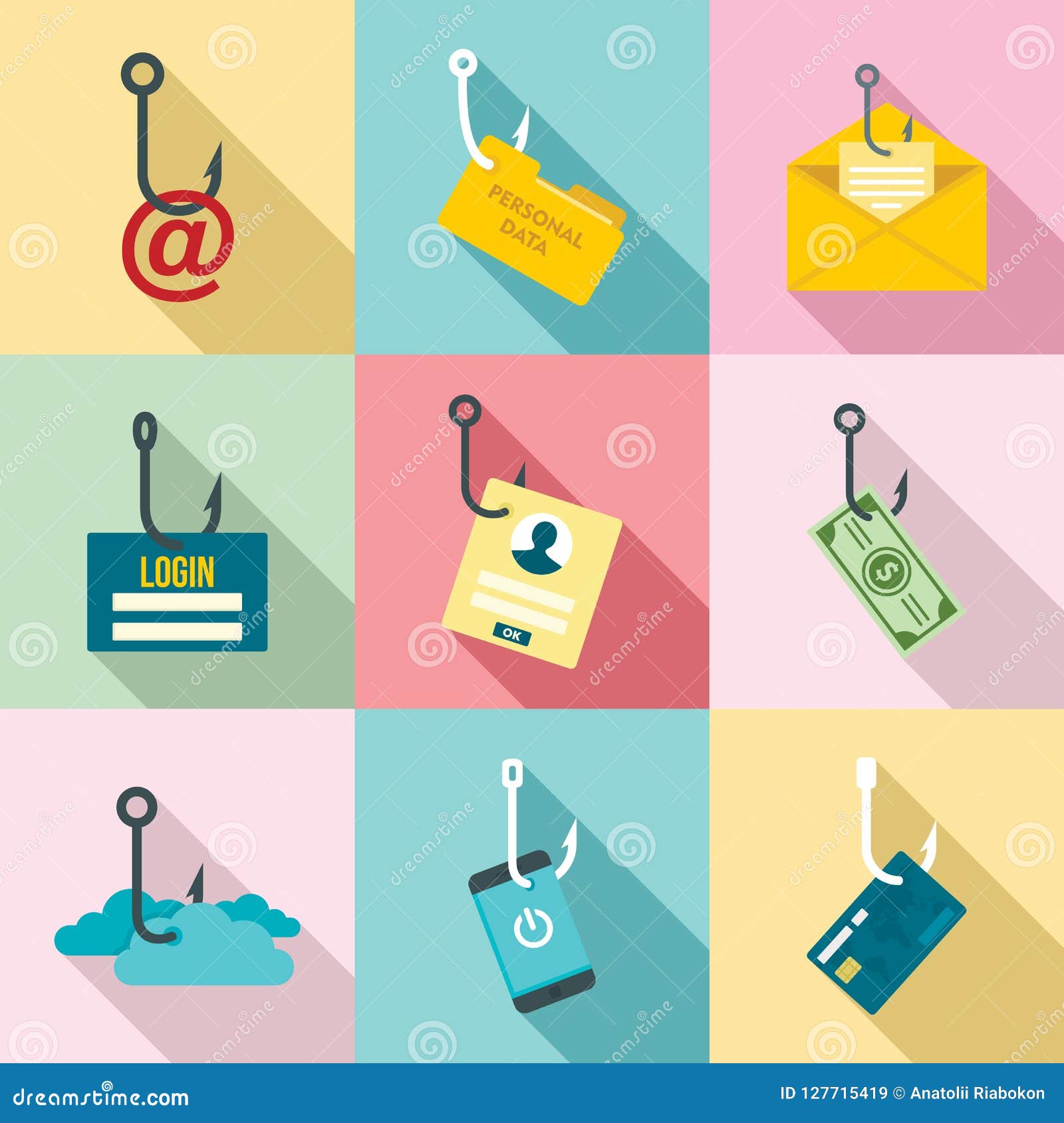 Phishing - Phishing Icon With Letter And Fishing Hook - Conceptual ...