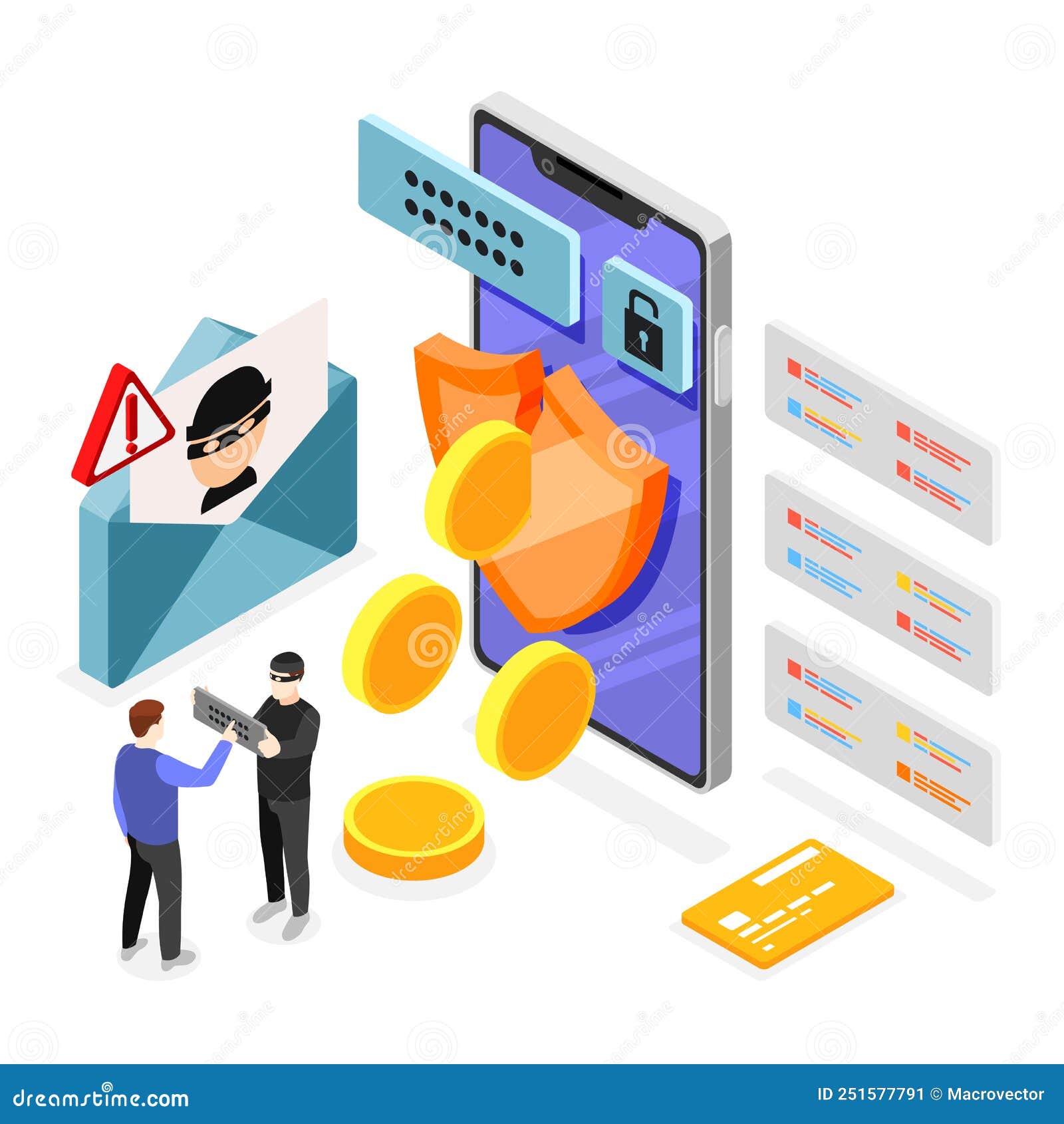 Phishing Isometric Background Cartoon Vector | CartoonDealer.com #251577791