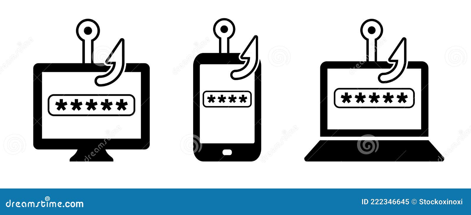 Phishing Malware Login Password Vector Icons Stock Vector ...