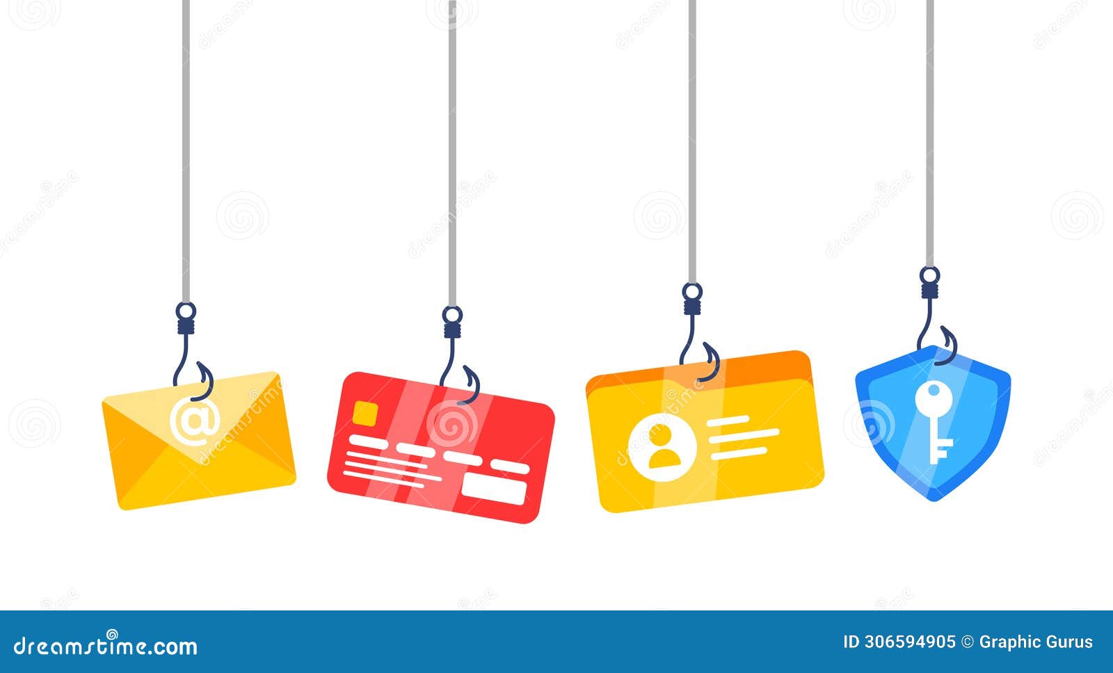 Phishing Scam Alert Concept. Phishing Scam, Hooks Bait with Email, Card ...