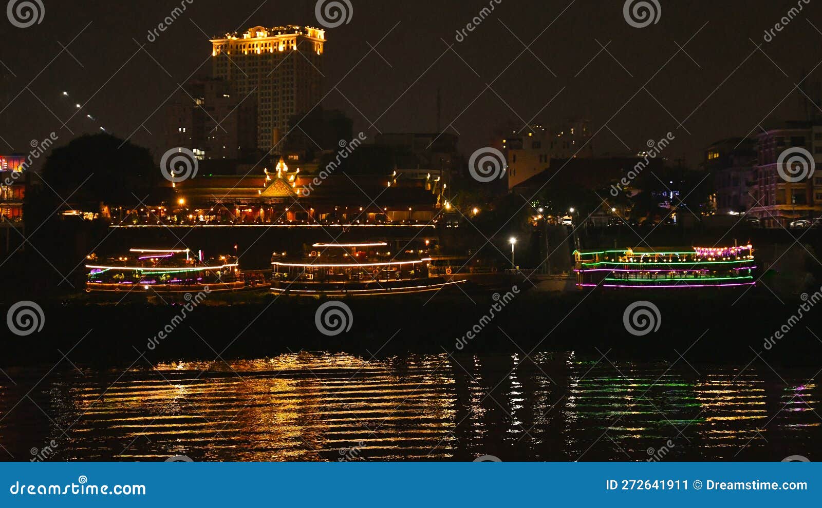 Phnom Penh Riverfront Night Lights - Cambodia Editorial Photo - Image ...