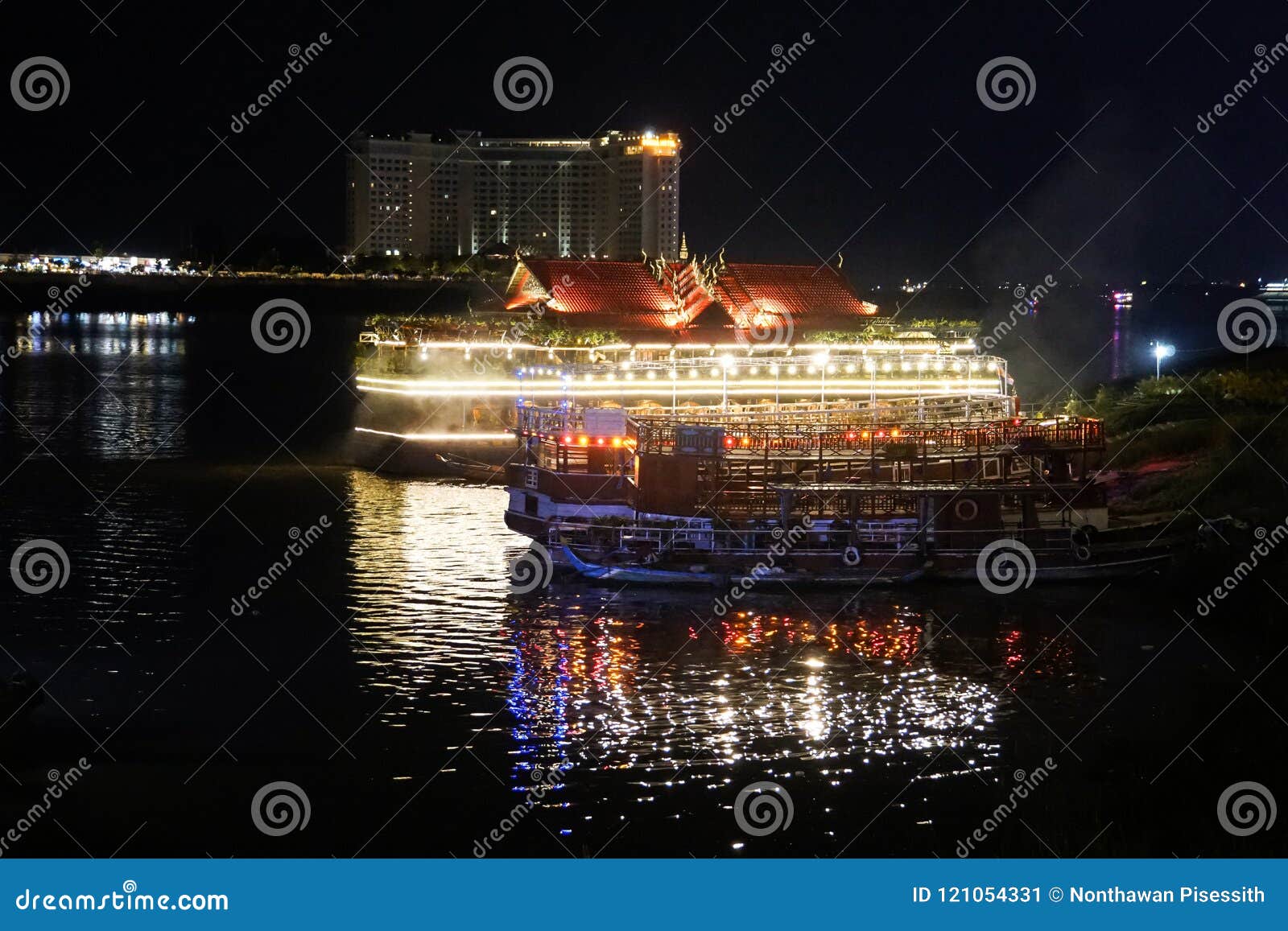 Phnom Penh Riverside at Night, Cambodia Stock Image - Image of asia ...