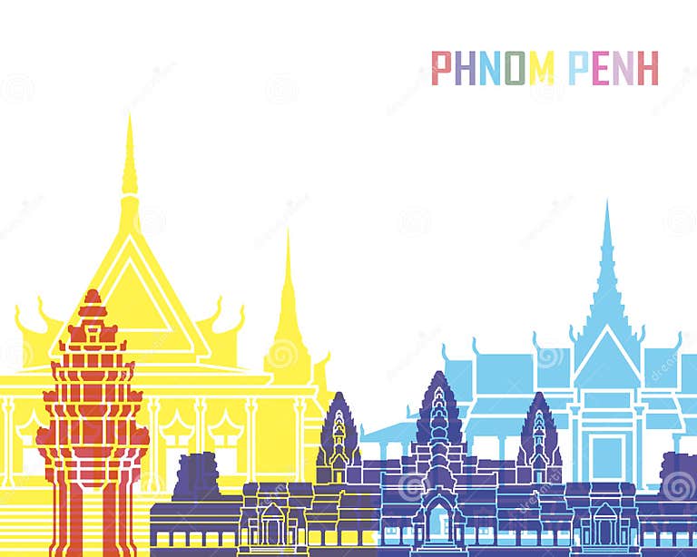 Phnom Penh skyline pop stock vector. Illustration of landmark - 96508974