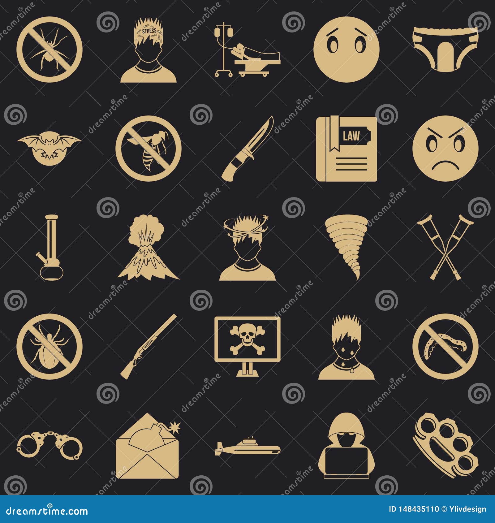 Phobia Icons Set, Simple Style Stock Vector - Illustration of fright ...