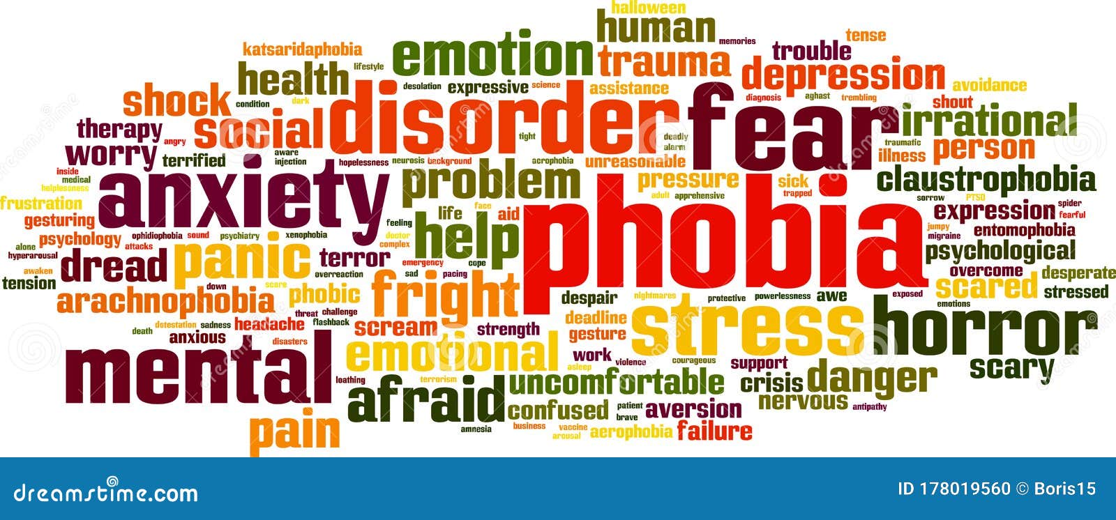 Phobia word cloud stock vector. Illustration of loathing - 178019560