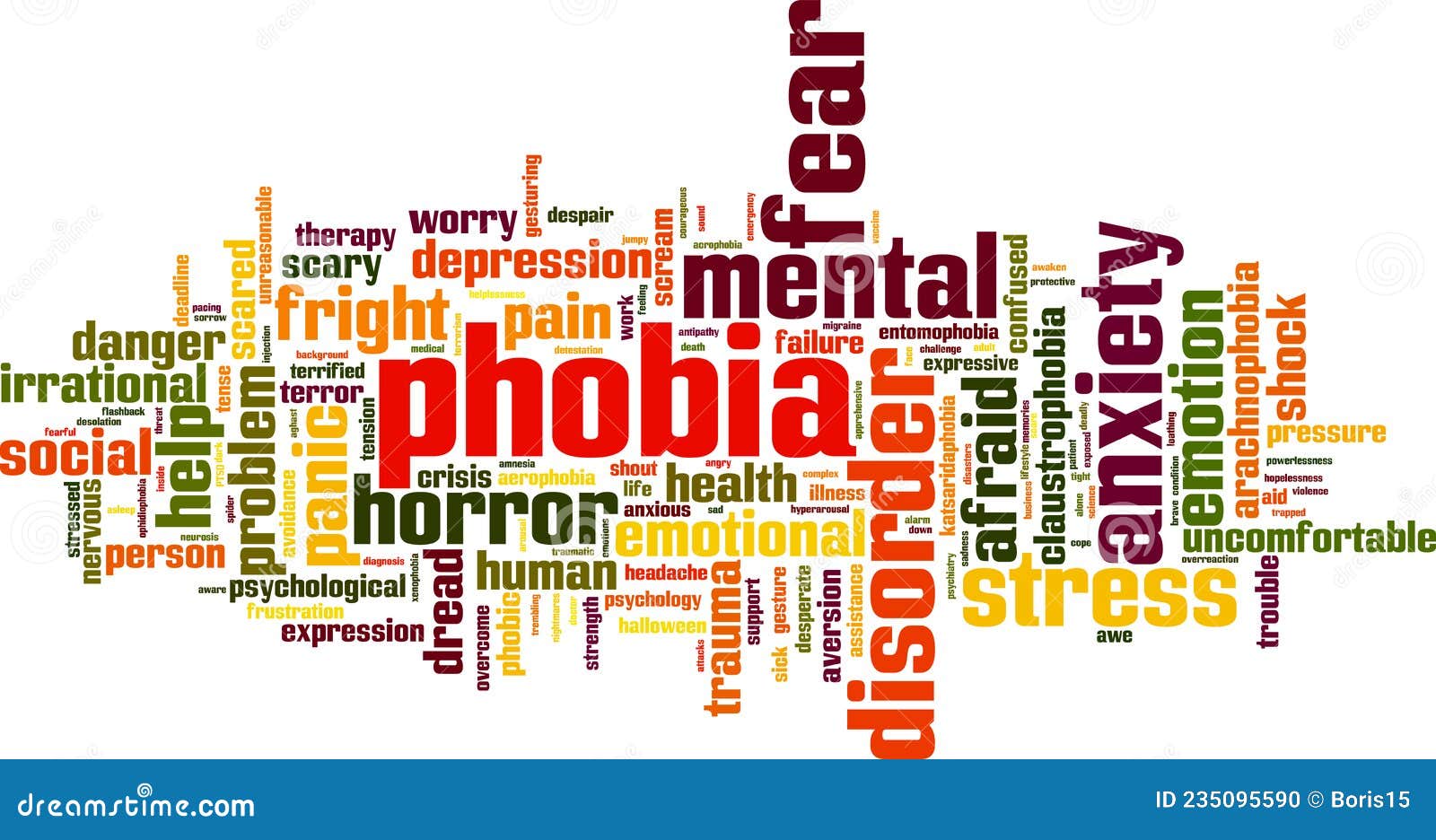 Phobia word cloud stock vector. Illustration of concept - 235095590