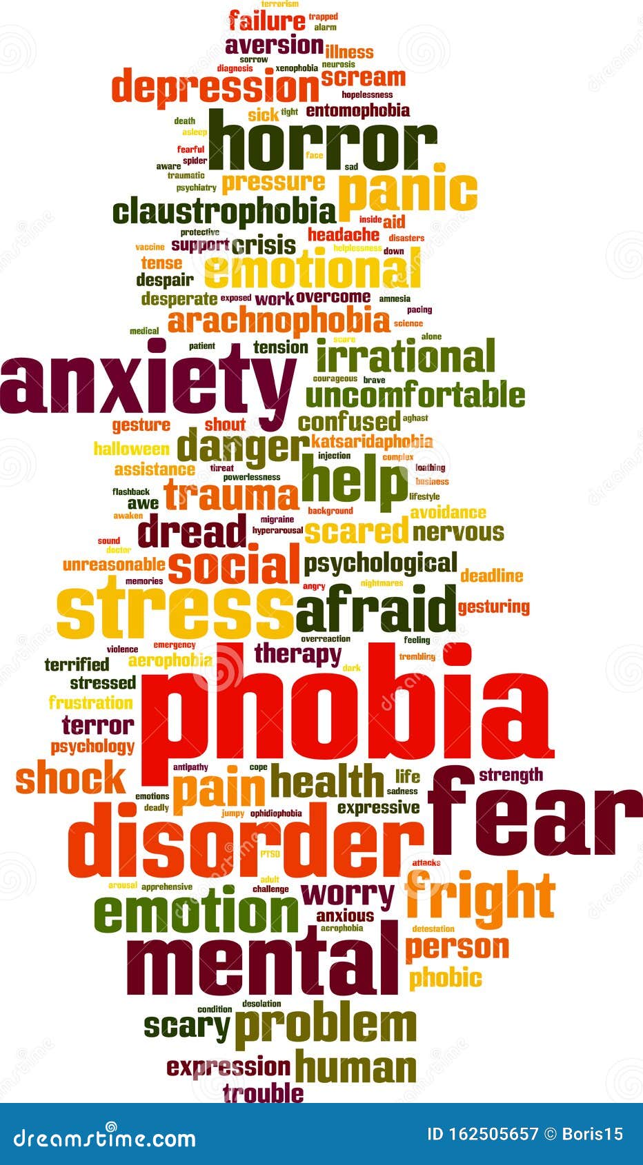 Phobia word cloud stock vector. Illustration of danger - 162505657