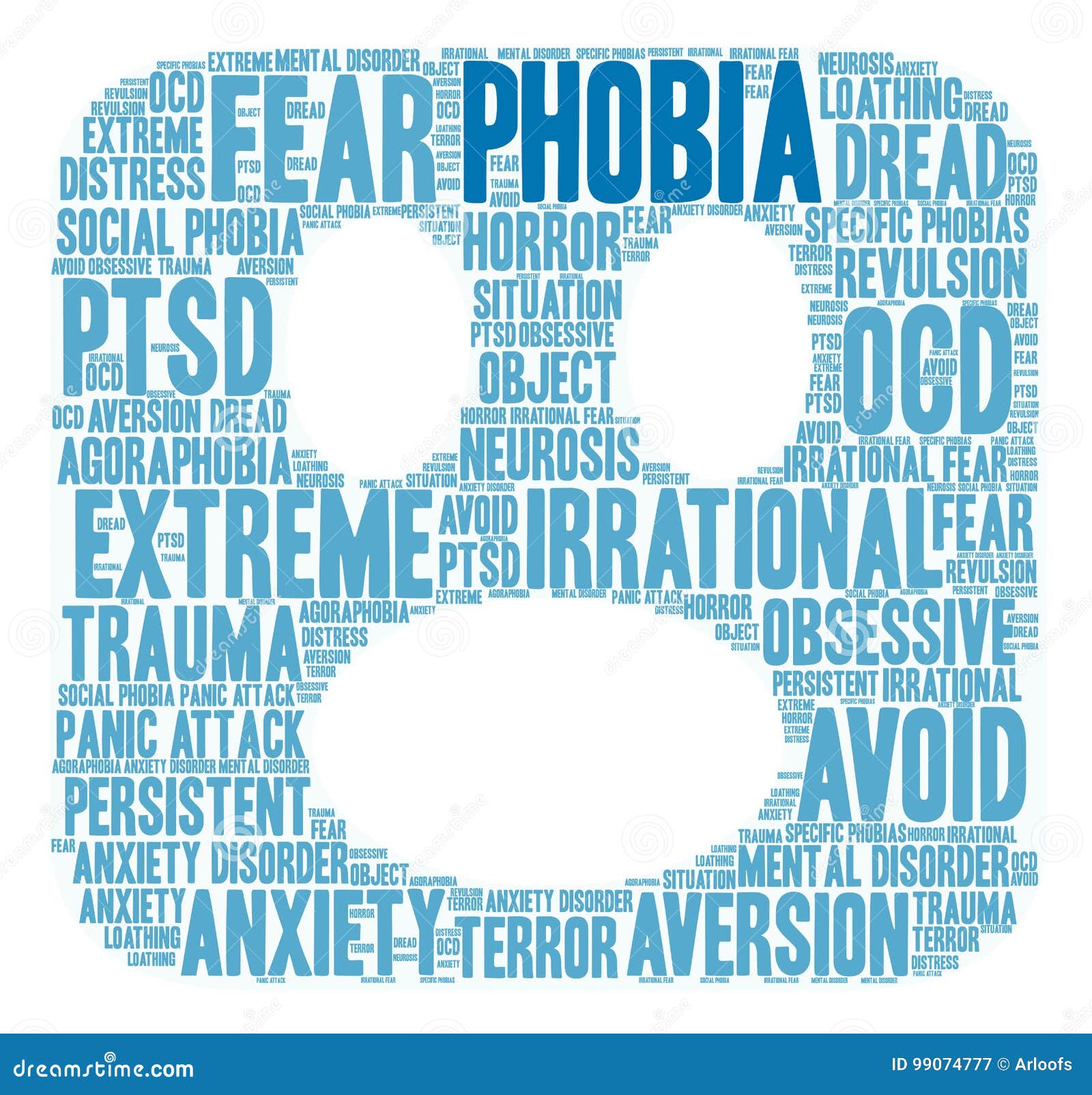 Phobia Word Cloud stock illustration. Illustration of obsessive - 99074777