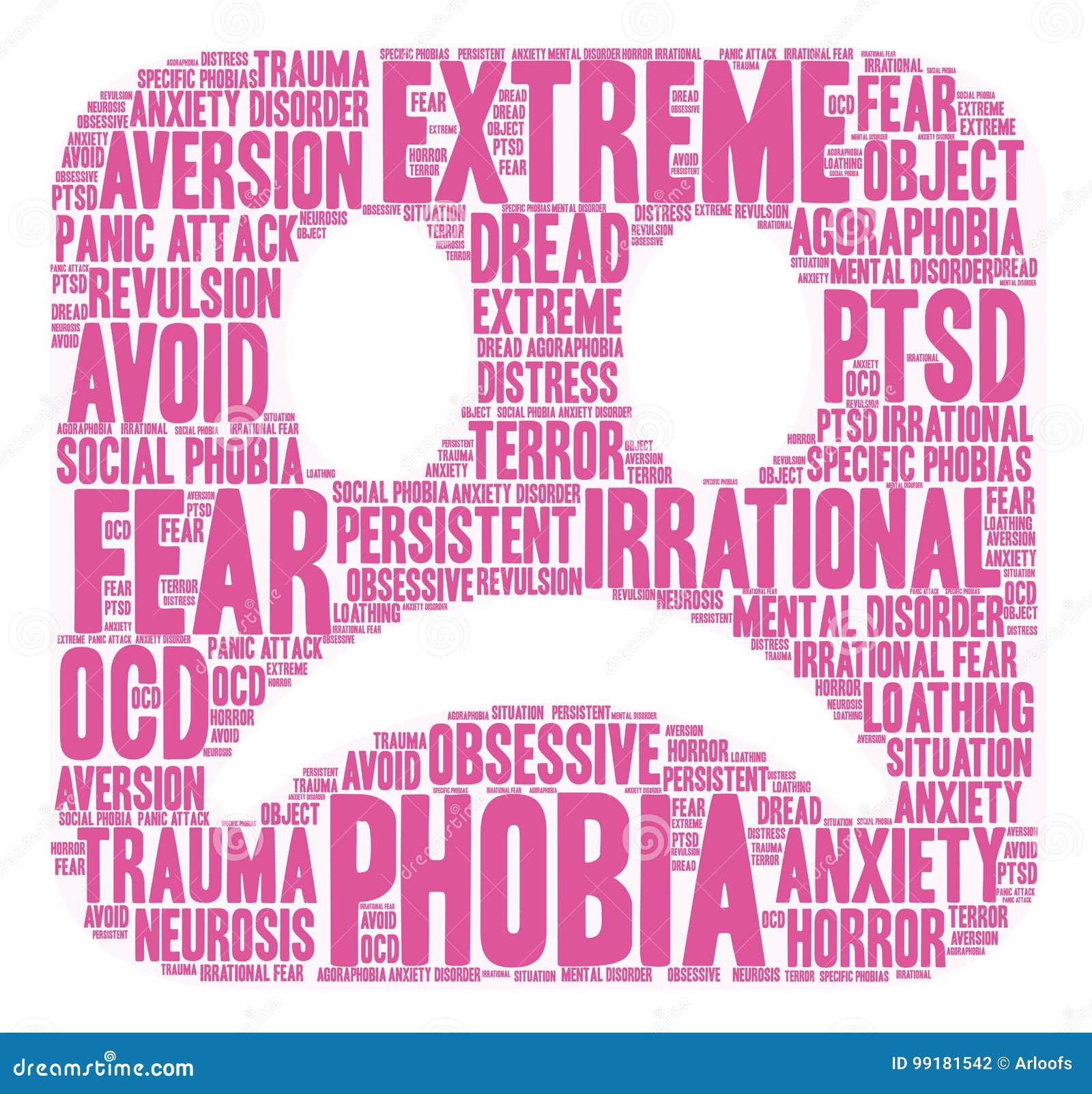 Phobia Word Cloud stock vector. Illustration of panic - 99181542