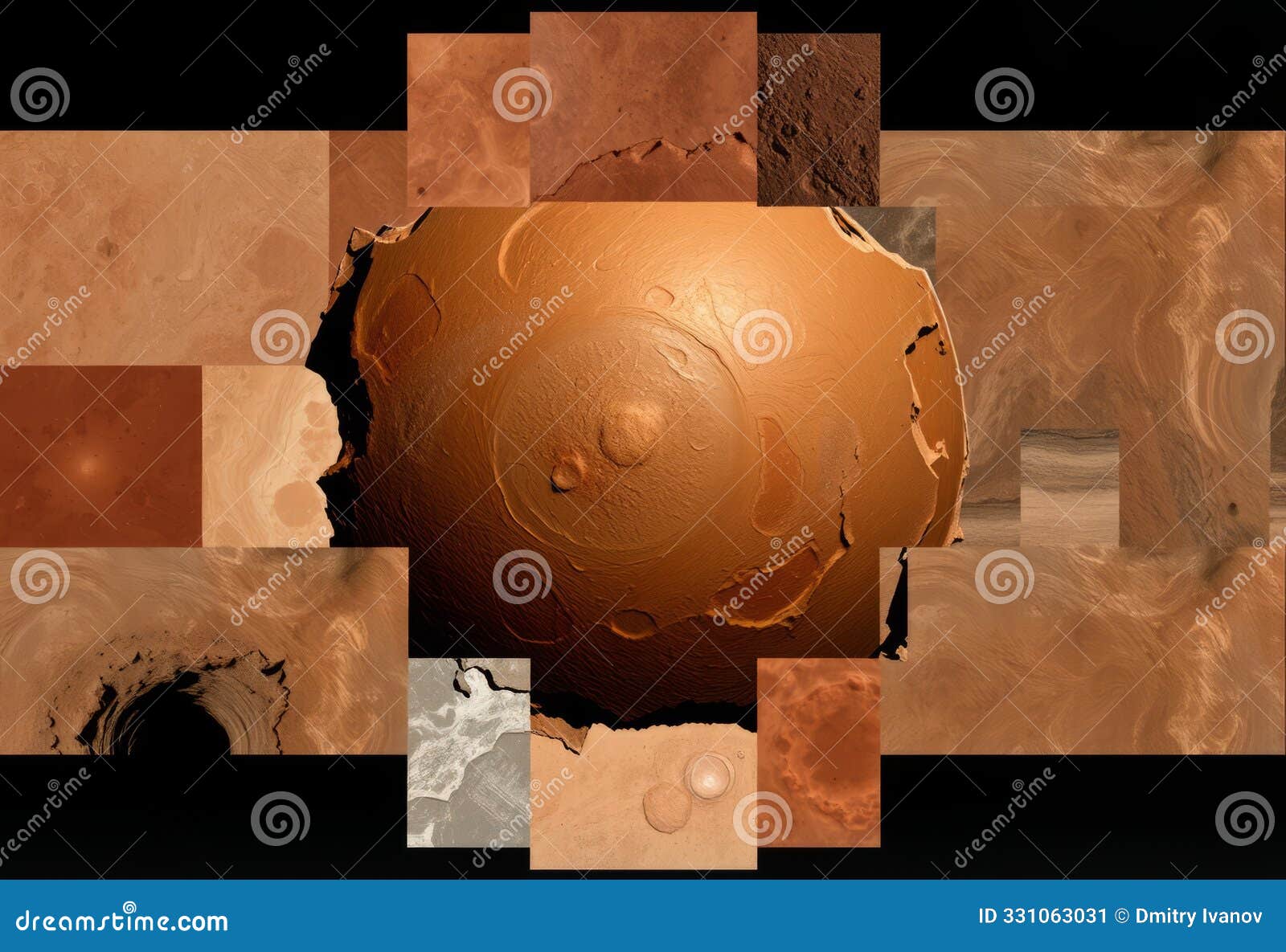 Phobos Collage Crater a Digital Collage of a Crater on P Stock ...