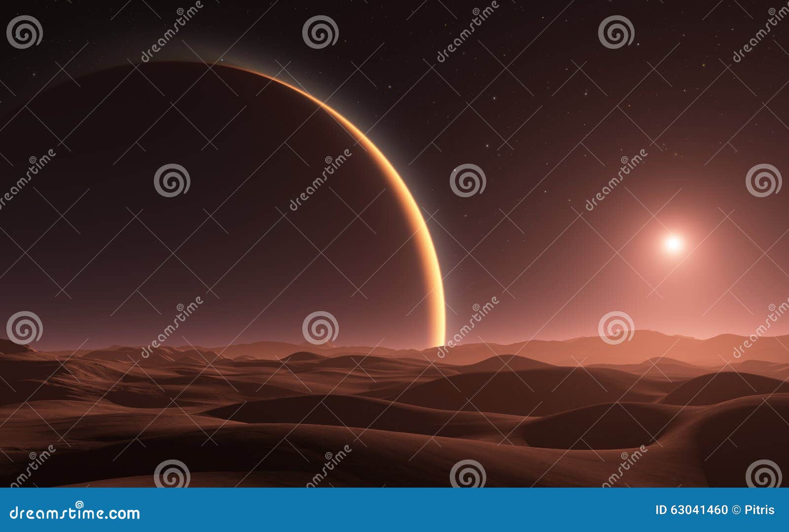 Phobos With The Red Planet Mars In The Background Stock Image ...