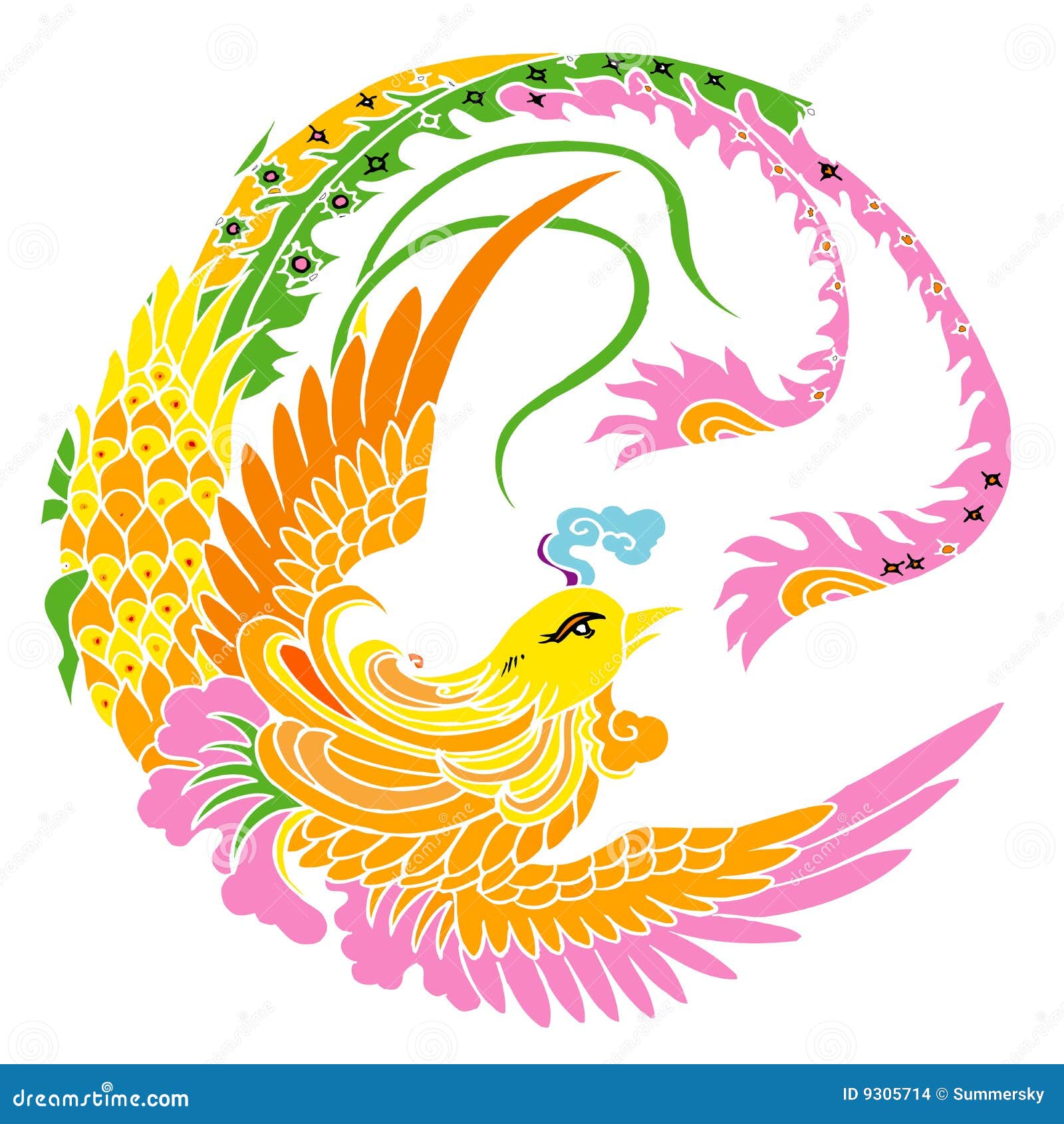 Phoenix stock vector. Illustration of abstract, eastern - 9305714